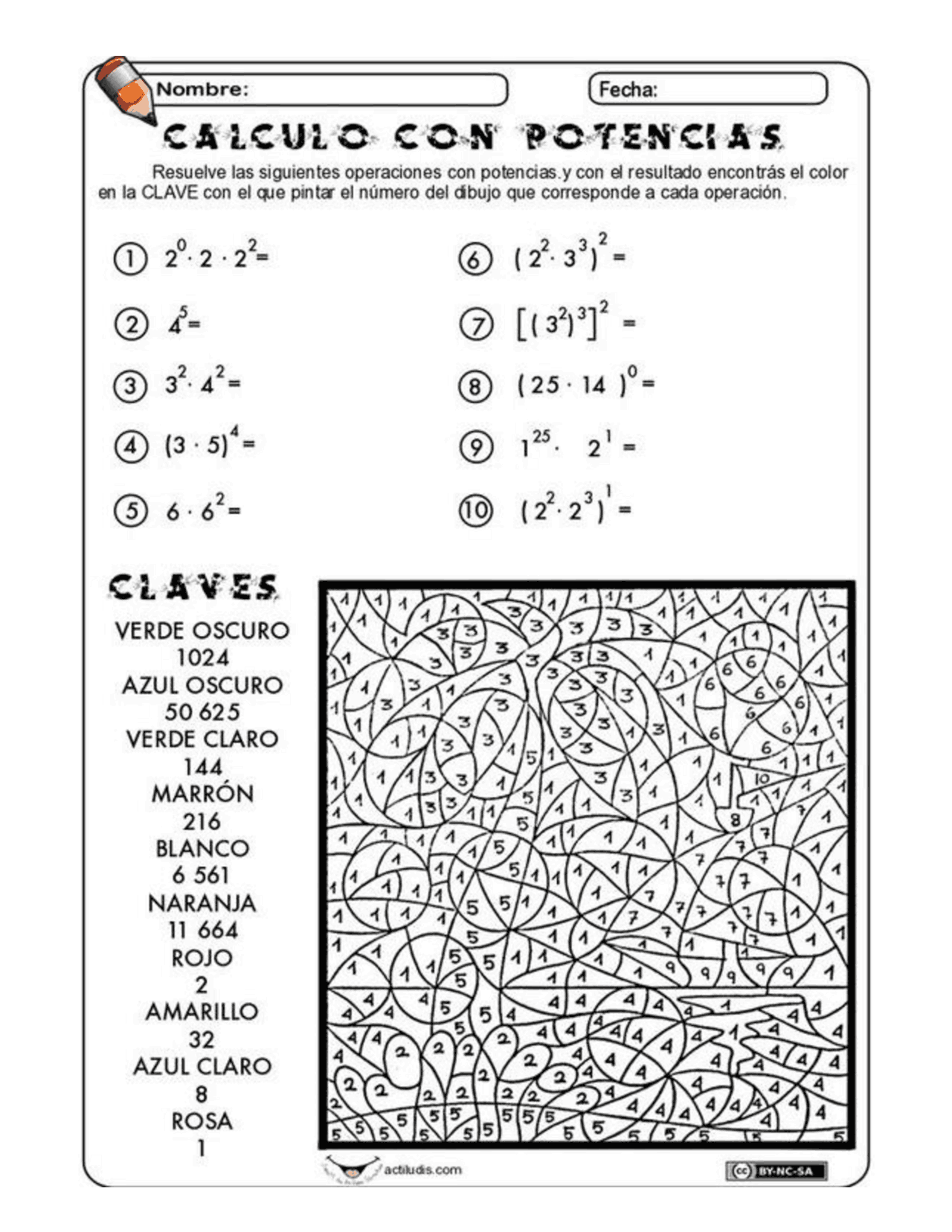 Potencias mandala de potencias | Ejercicios de Matemáticas | Docsity