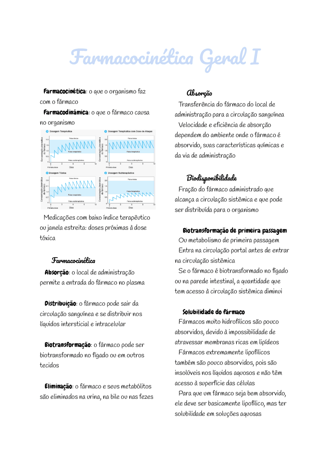 Farmacocinética Geral Notas De Aula Farmacologia Docsity