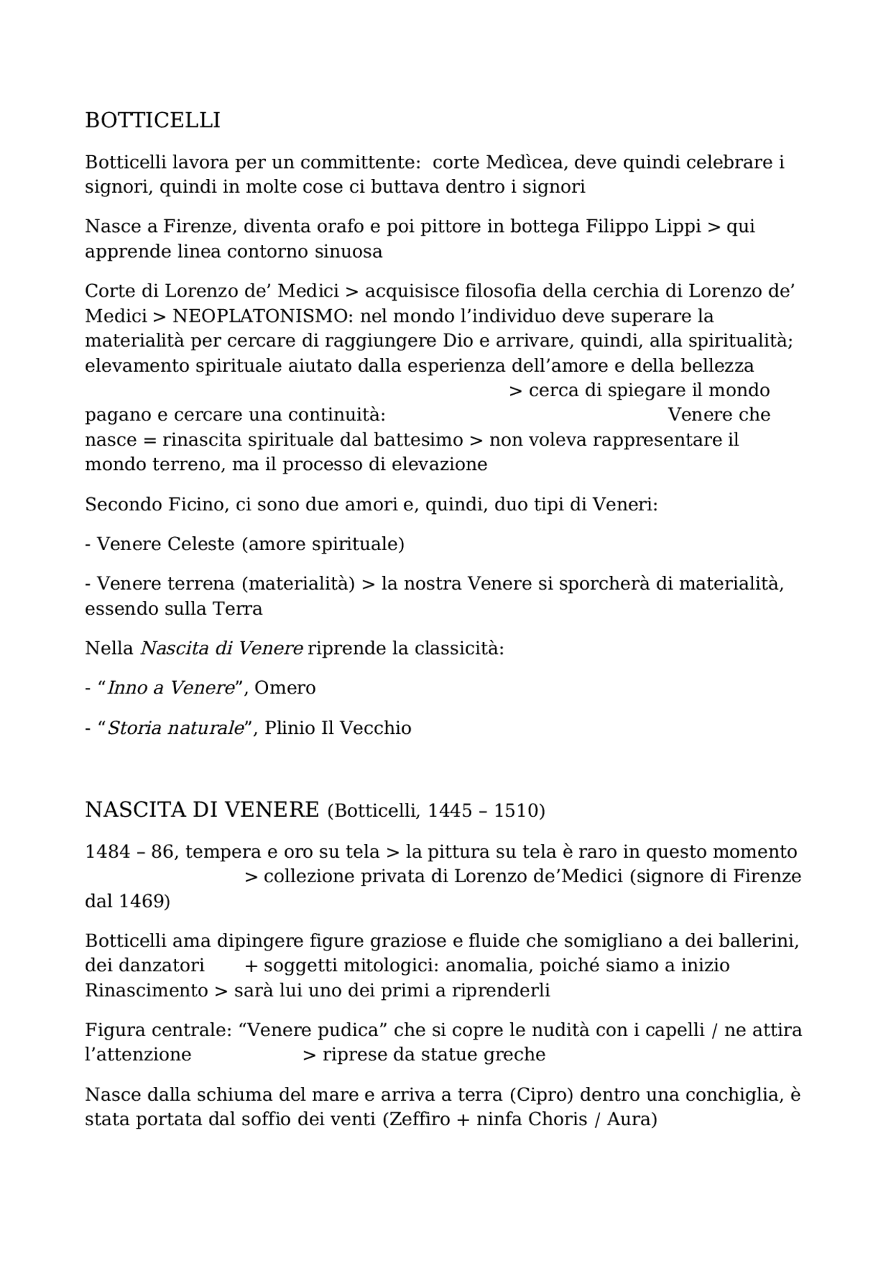BOTTICELLI: la nascita di Venere | Appunti di Elementi di storia dell'arte ed espressioni ...