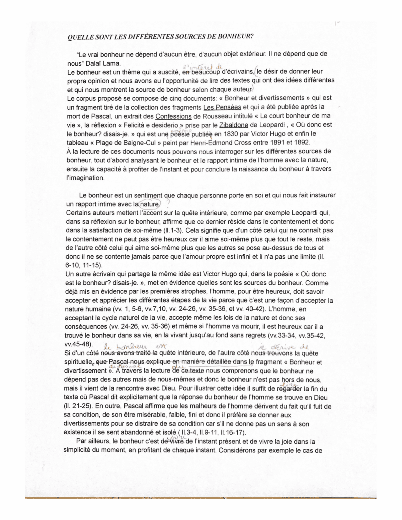 Essai bref: documento esabac | Guide, Progetti e Ricerche di Francese ...