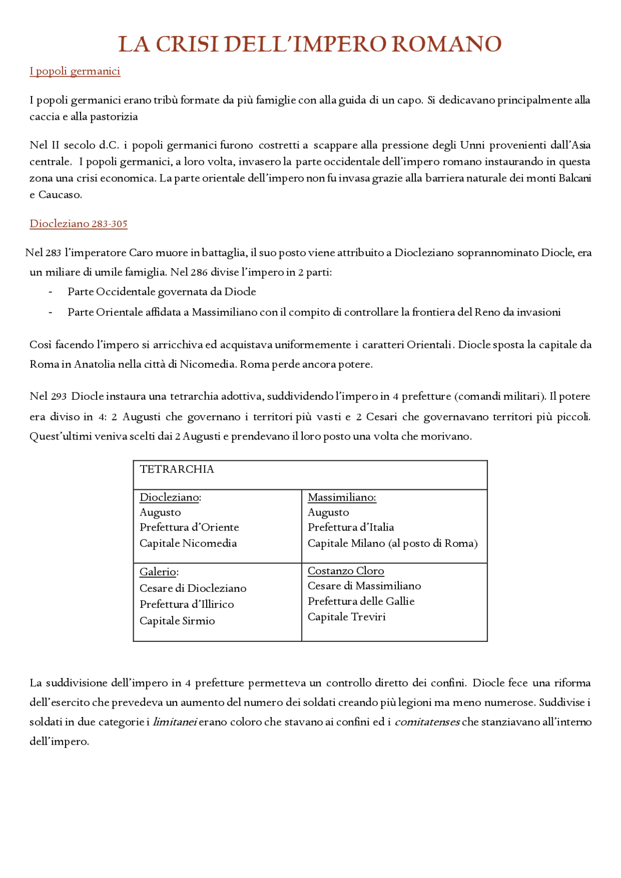 La crisi dell'Impero Romano | Schemi e mappe concettuali di Storia ...