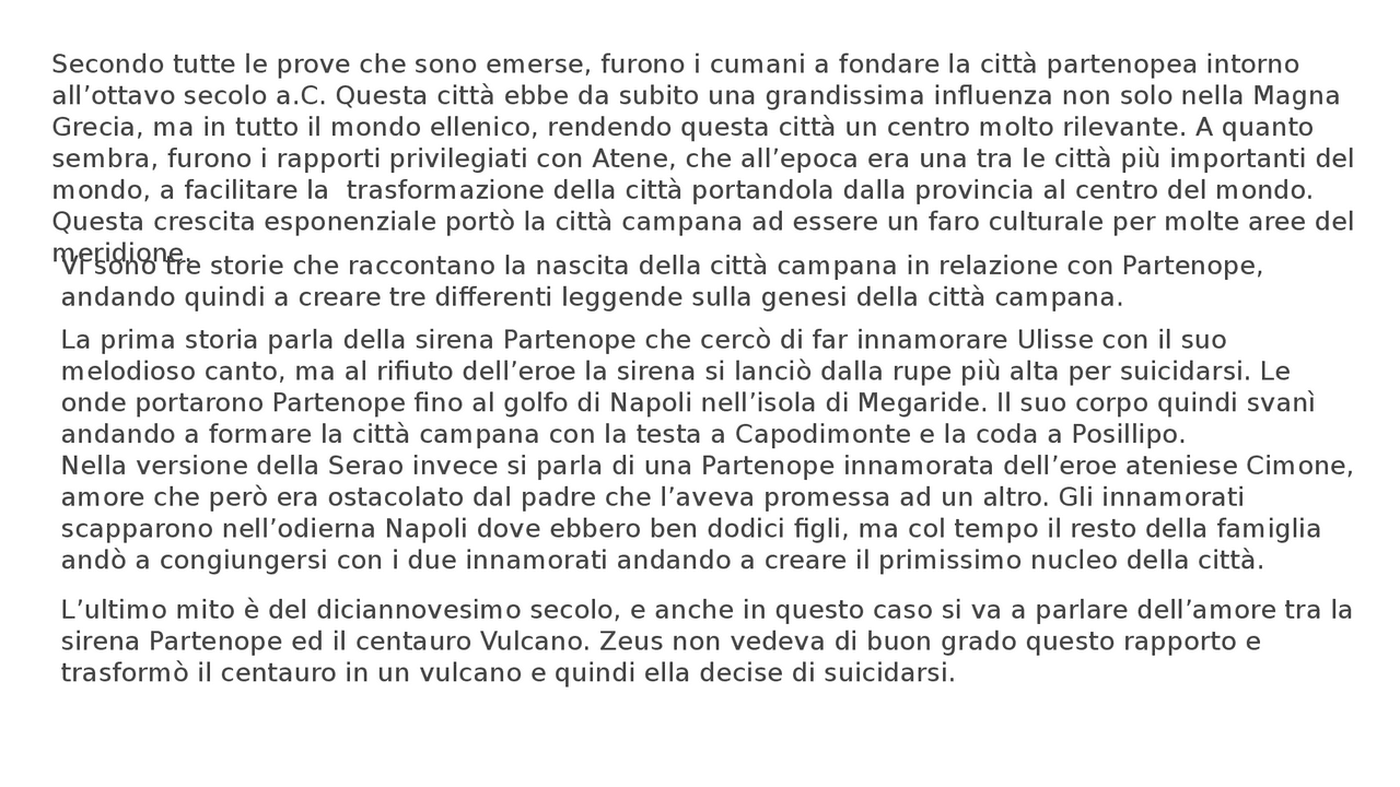 Il mito di partenope | Dispense di Storia | Docsity