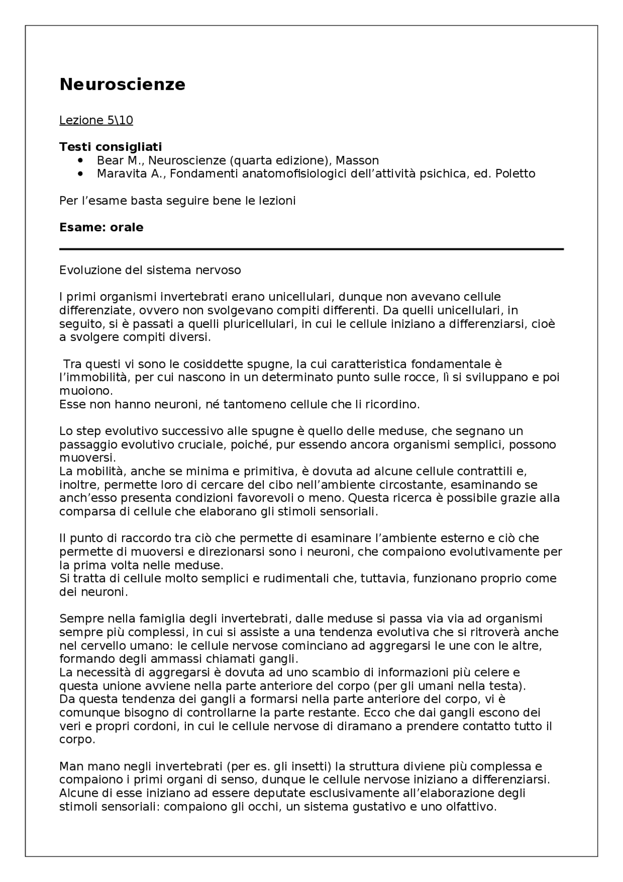 Appunti Completi Neuroscienze Sacchetti Sbobinature Di Neuroscienze