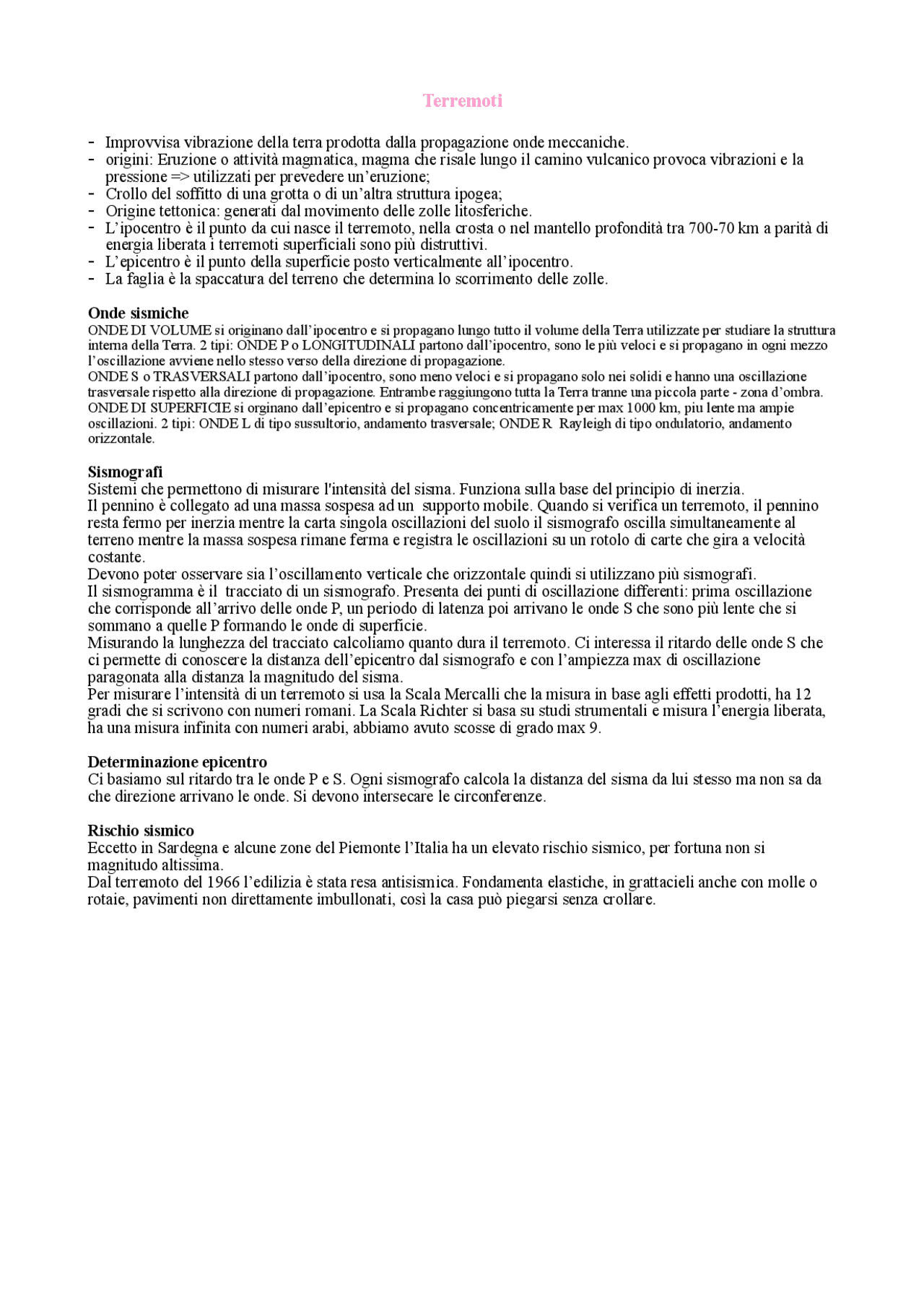 Terremoti Onde Sismiche Dispense Di Scienze Della Terra Docsity
