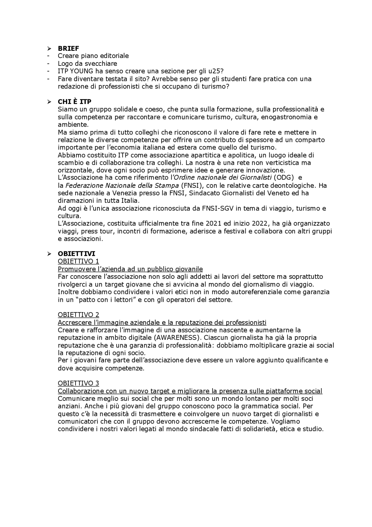 Project work aziendale | Prove d'esame di Programmazione e Tecnologie Web | Docsity