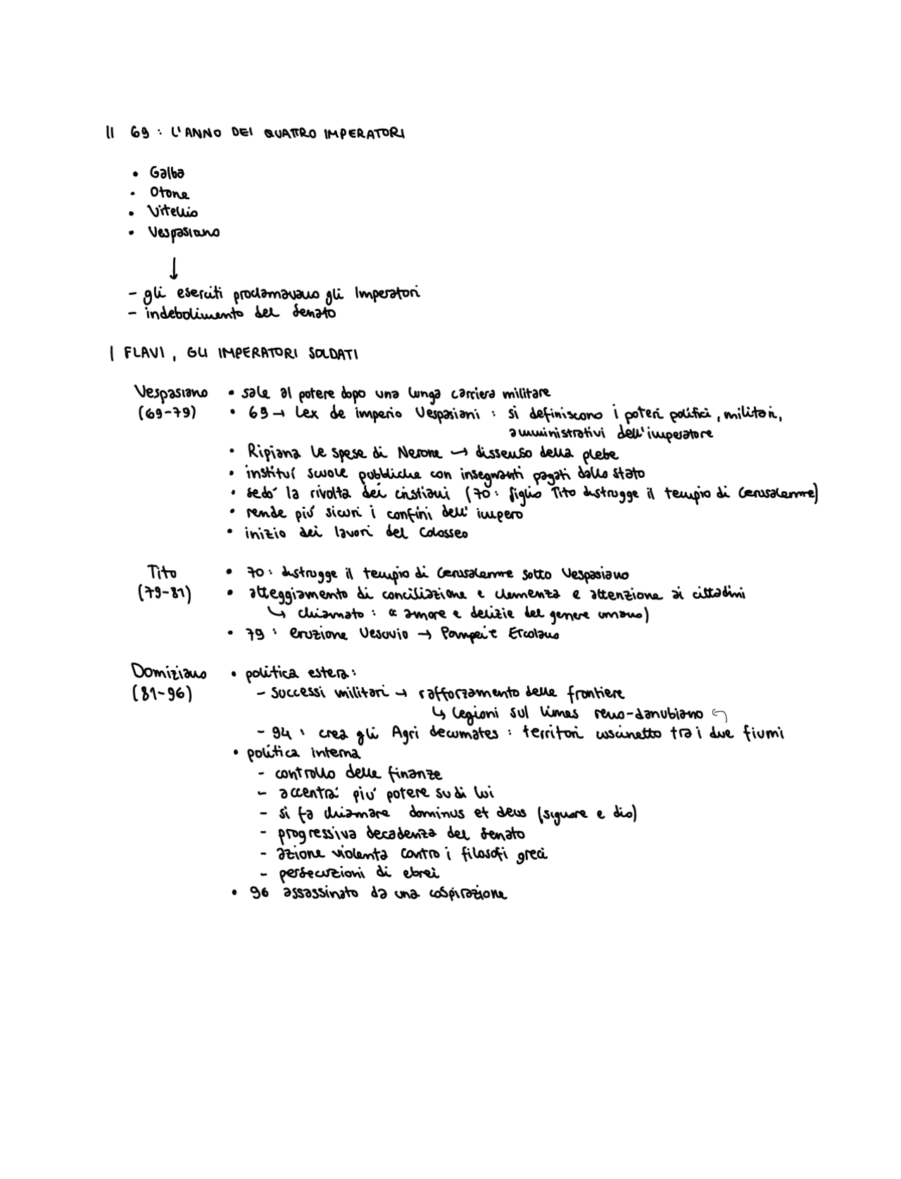 Il 69 Dc E I Flavi Schemi E Mappe Concettuali Di Storia Docsity