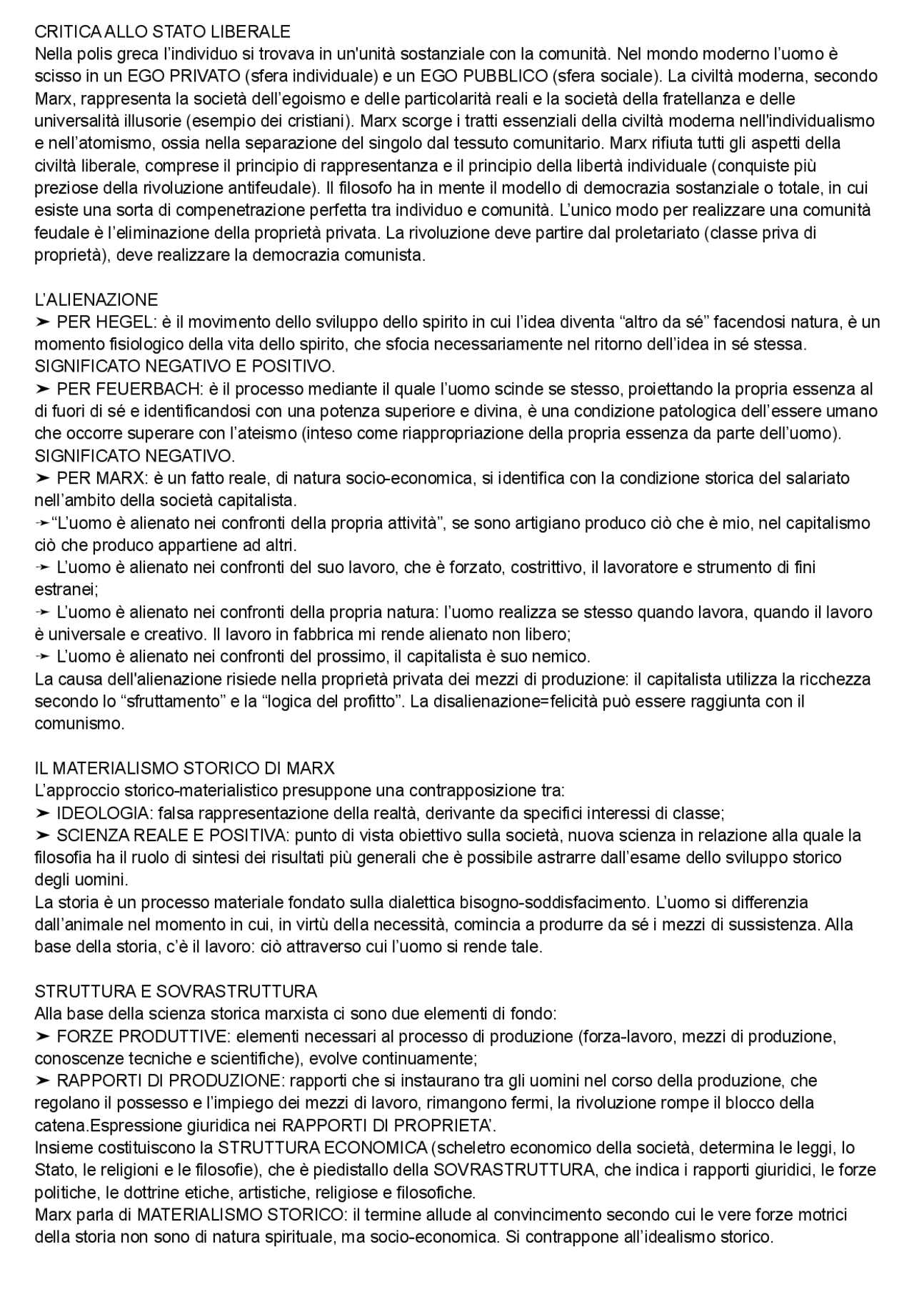 Marx Spiegazione Dettagliata Appunti Di Storia Docsity
