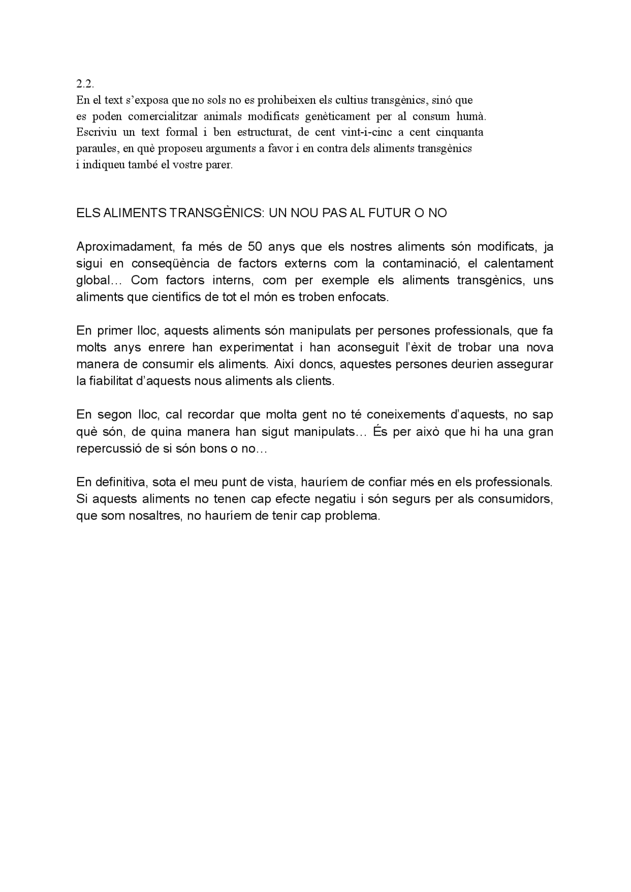 Examen De Llengua Catalana Exámenes Selectividad De Catalán Docsity
