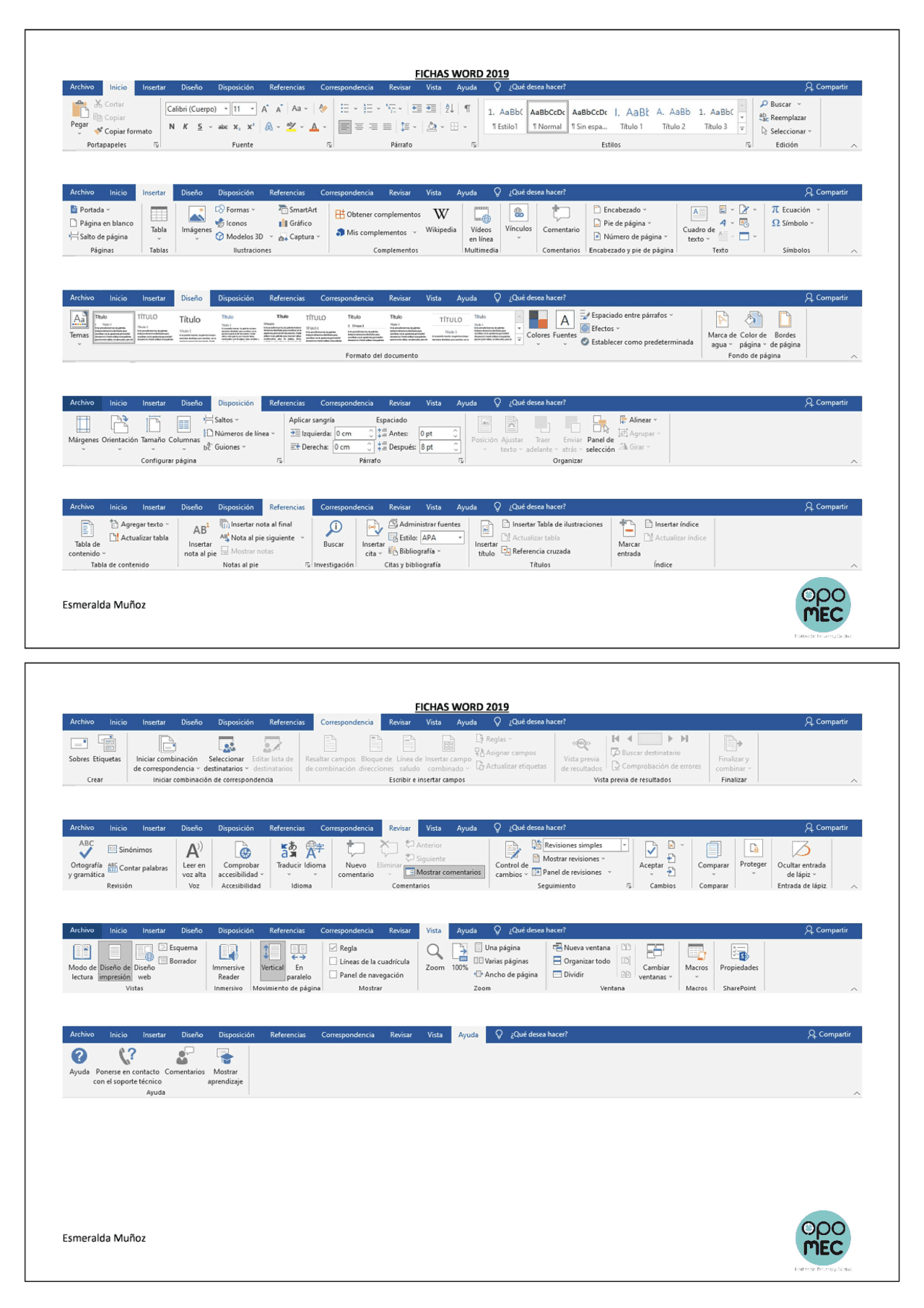 Cinta de opciones word 2019 fichas | Diapositivas de Informática | Docsity