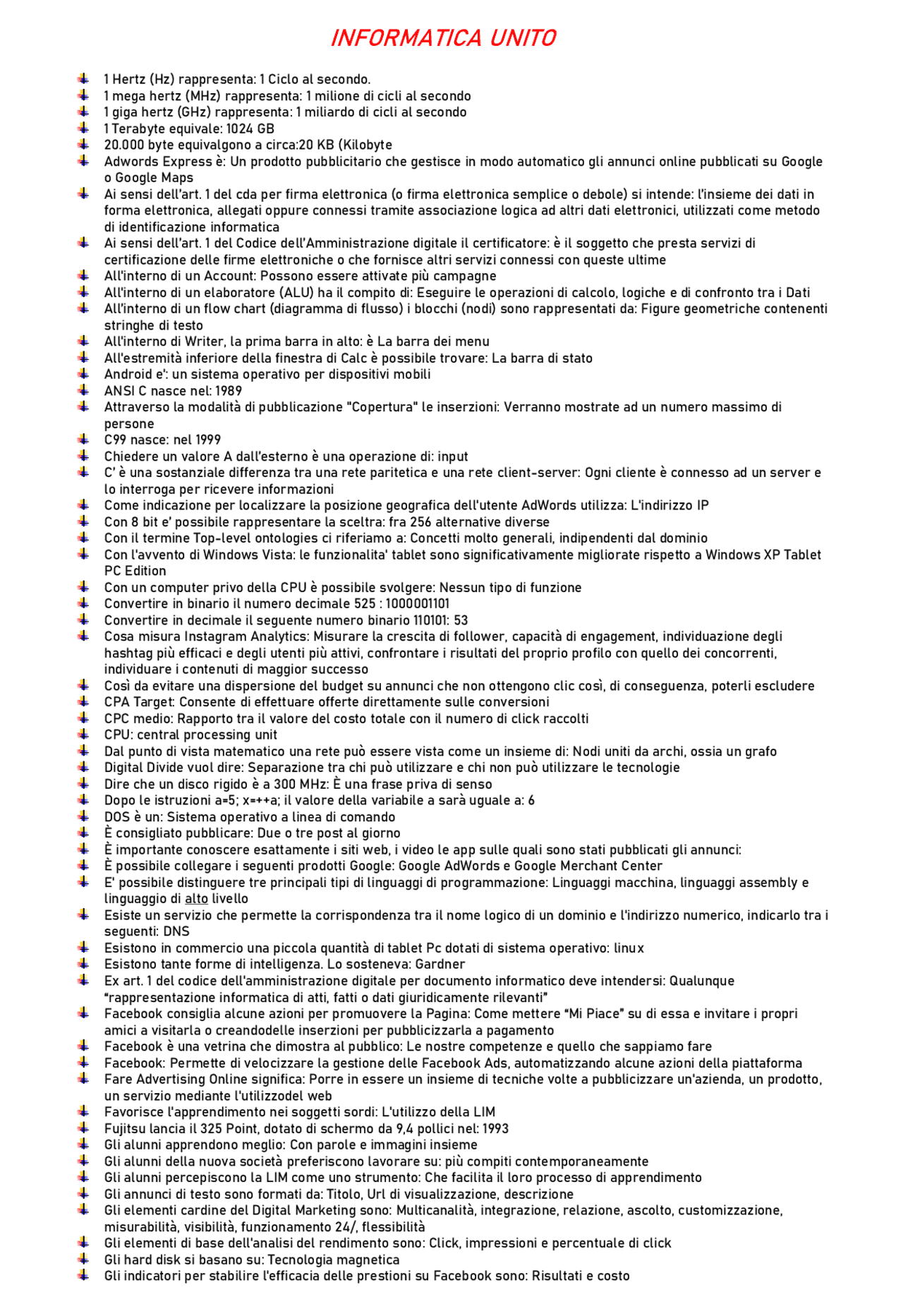 Informatica Lmg 01 Giurisprudenza Pegaso Completo Prove Desame Di