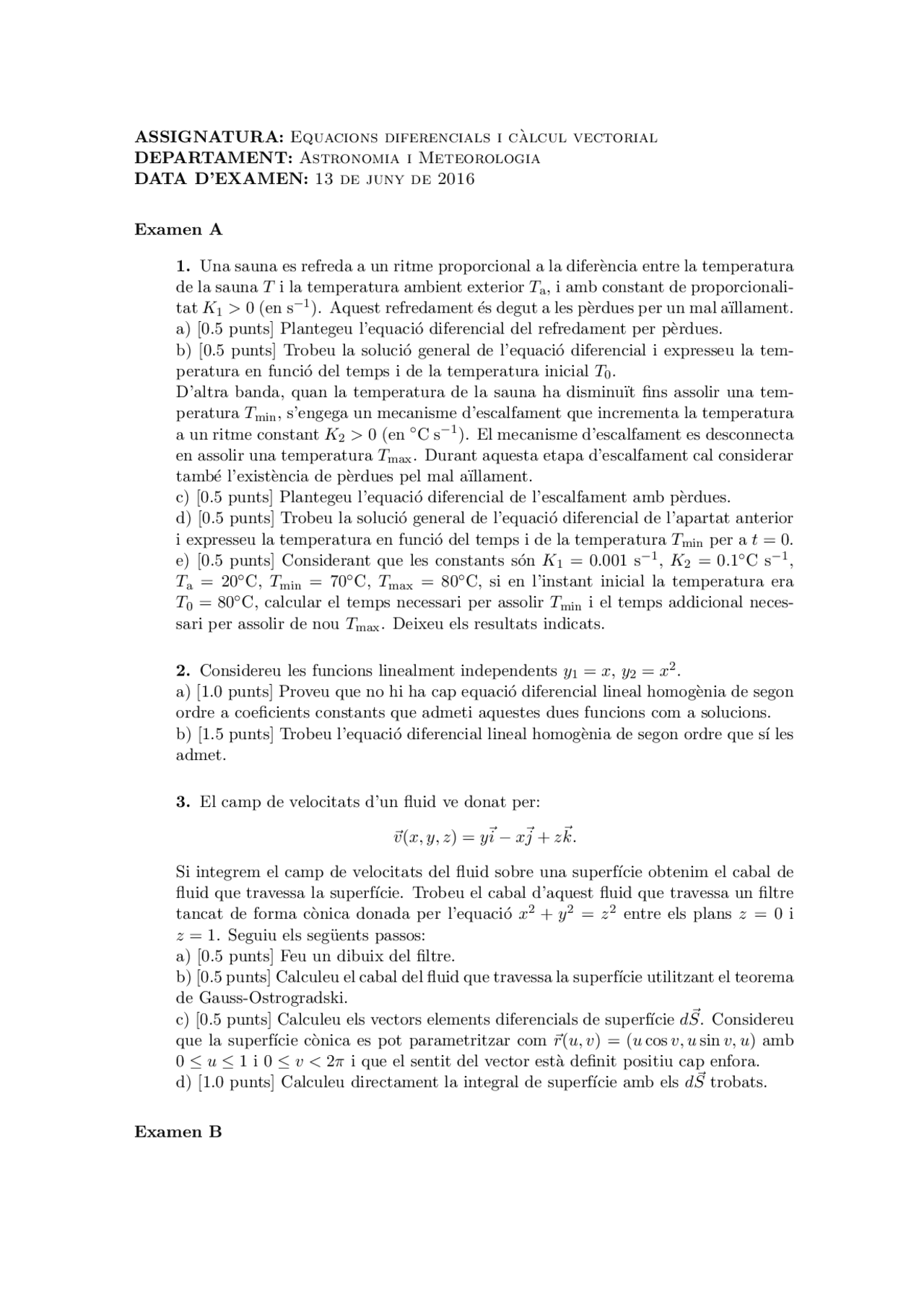 Ejercicio de ejemplo de un examen de Ingenieria Electónica | Exámenes de Ecuaciones ...