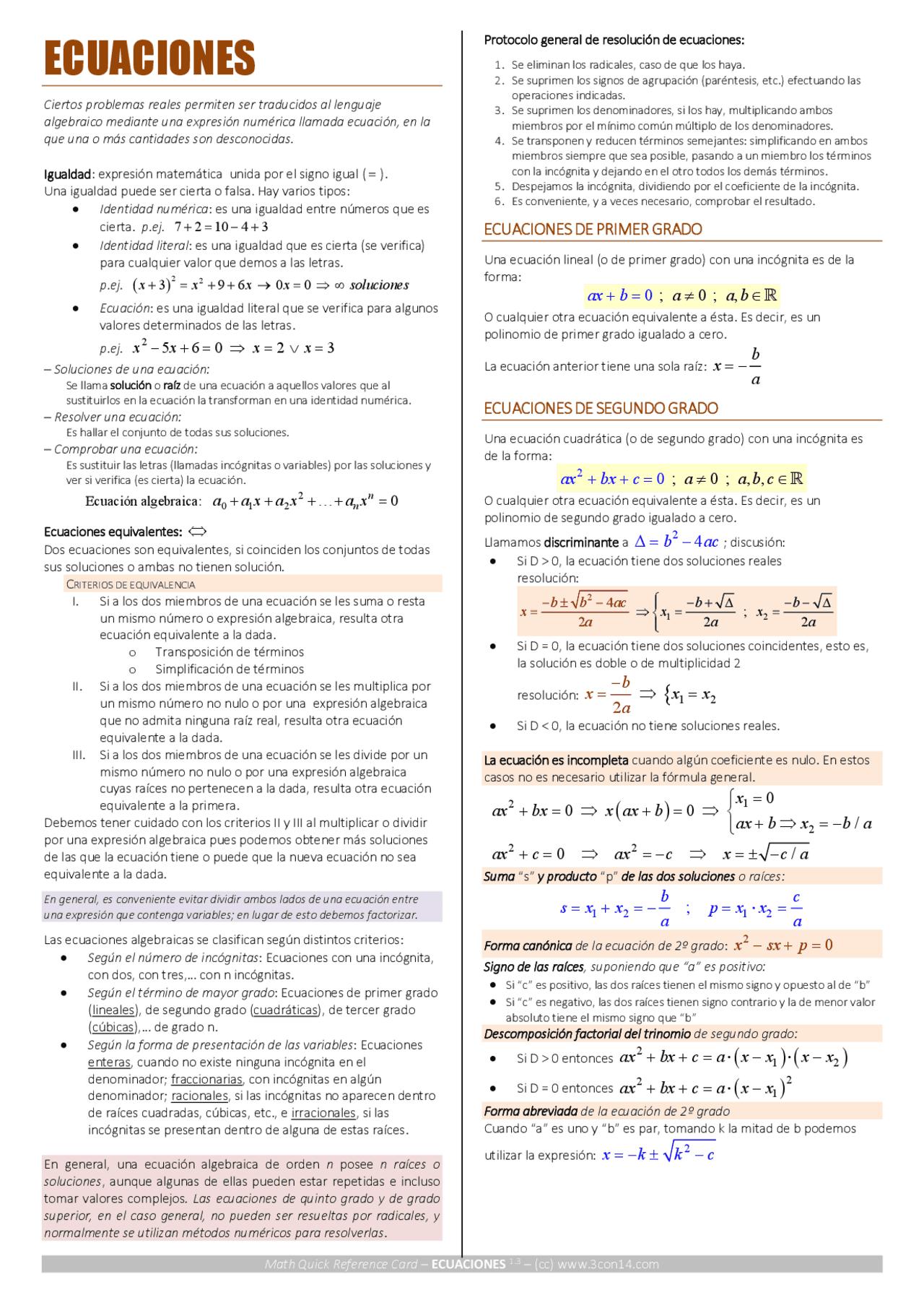 Guía y formulas de las ecuaciones | Apuntes de Finanzas y Comercio ...