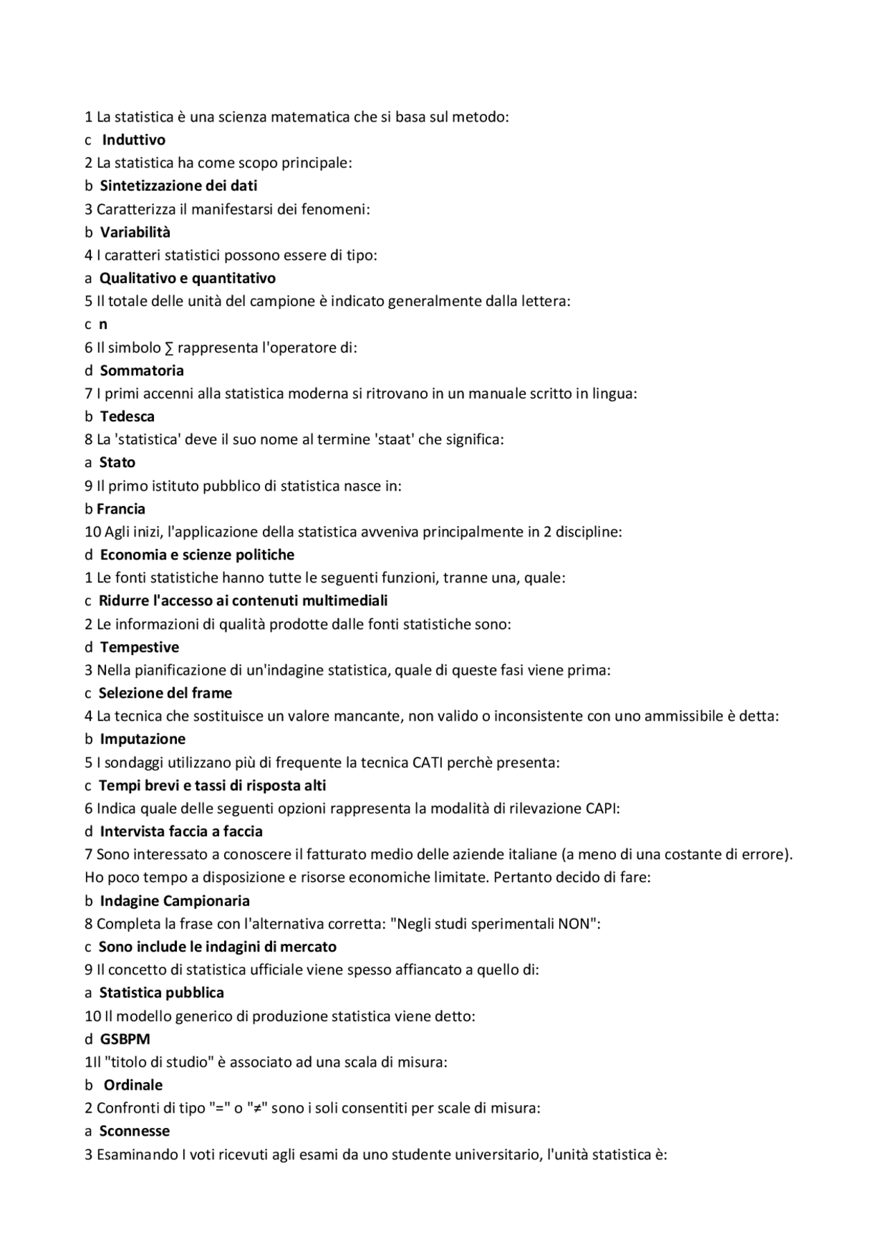 Esame statistica Prof Sanna | Prove d'esame di Statistica | Docsity