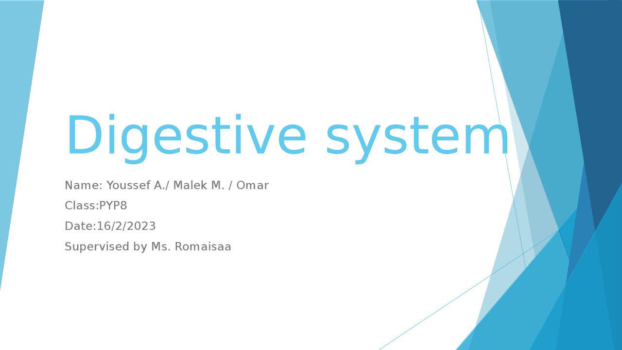Digestive systems in the human body. | Cheat Sheet Earth science | Docsity