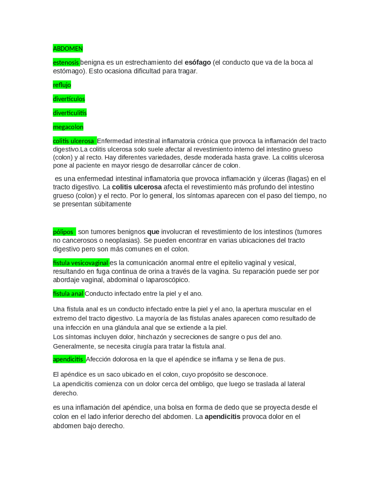 ABDOMEN estenosis benigna es un estrechamiento del esófago ...
