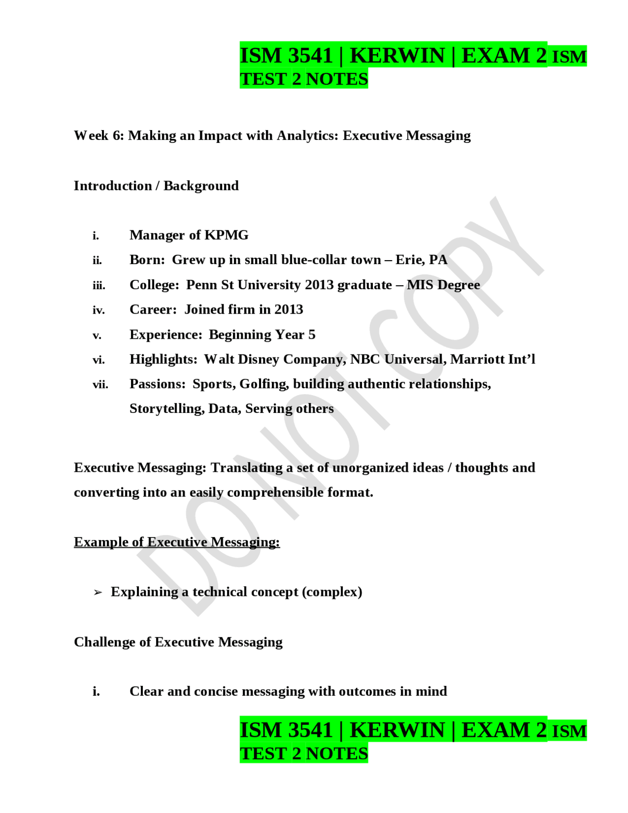 Ism 3541 Kerwin Exam 2 Ism Test 2 Notes Exams Nursing Docsity