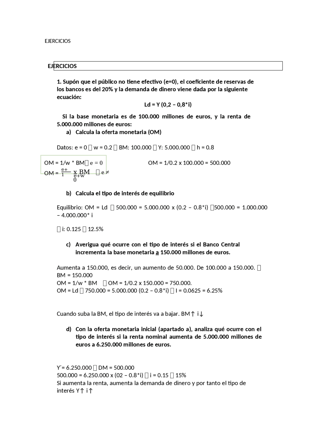 Ejercicios De Macroeconomía Apuntes De Macroeconomía Docsity