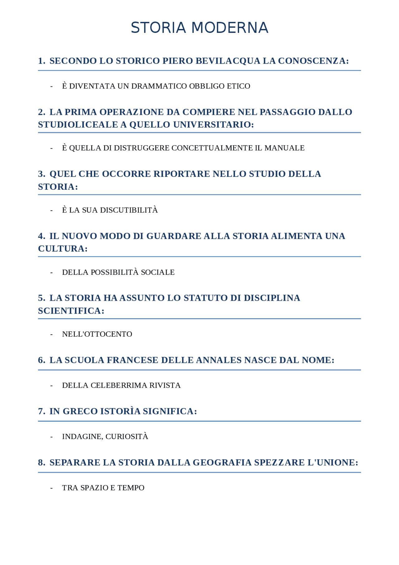 Domande Test Storia Moderna Unipegaso Risposte Corrette Prove D