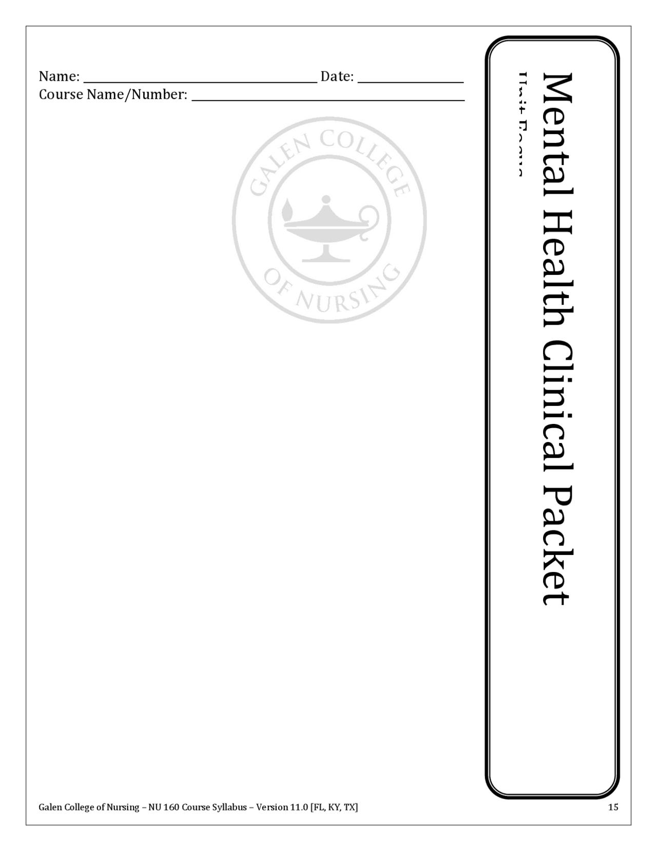 Clinical Packet for mental health | Papers Public Health | Docsity