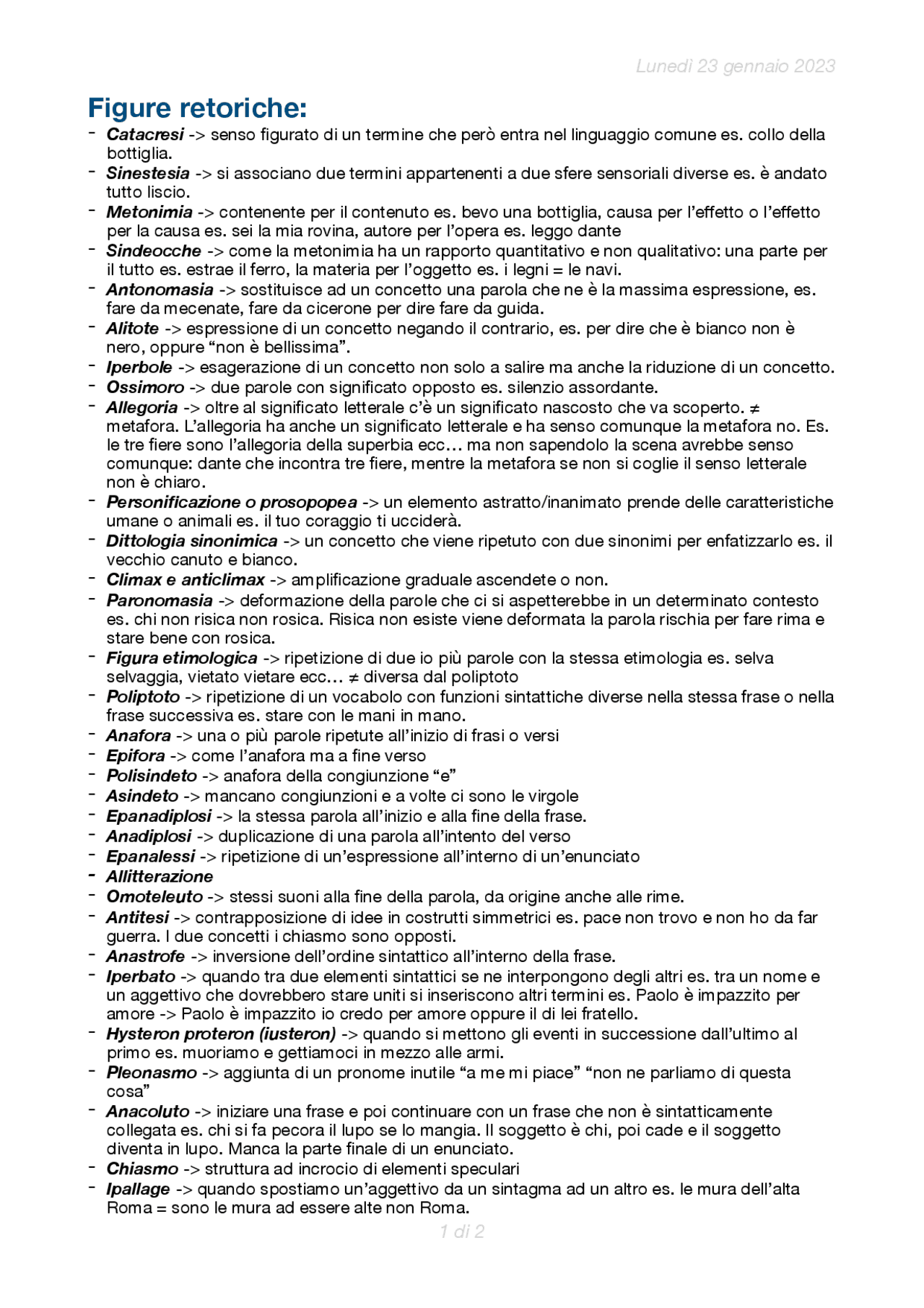 Schema riassuntivo figure retoriche | Schemi e mappe concettuali di ...
