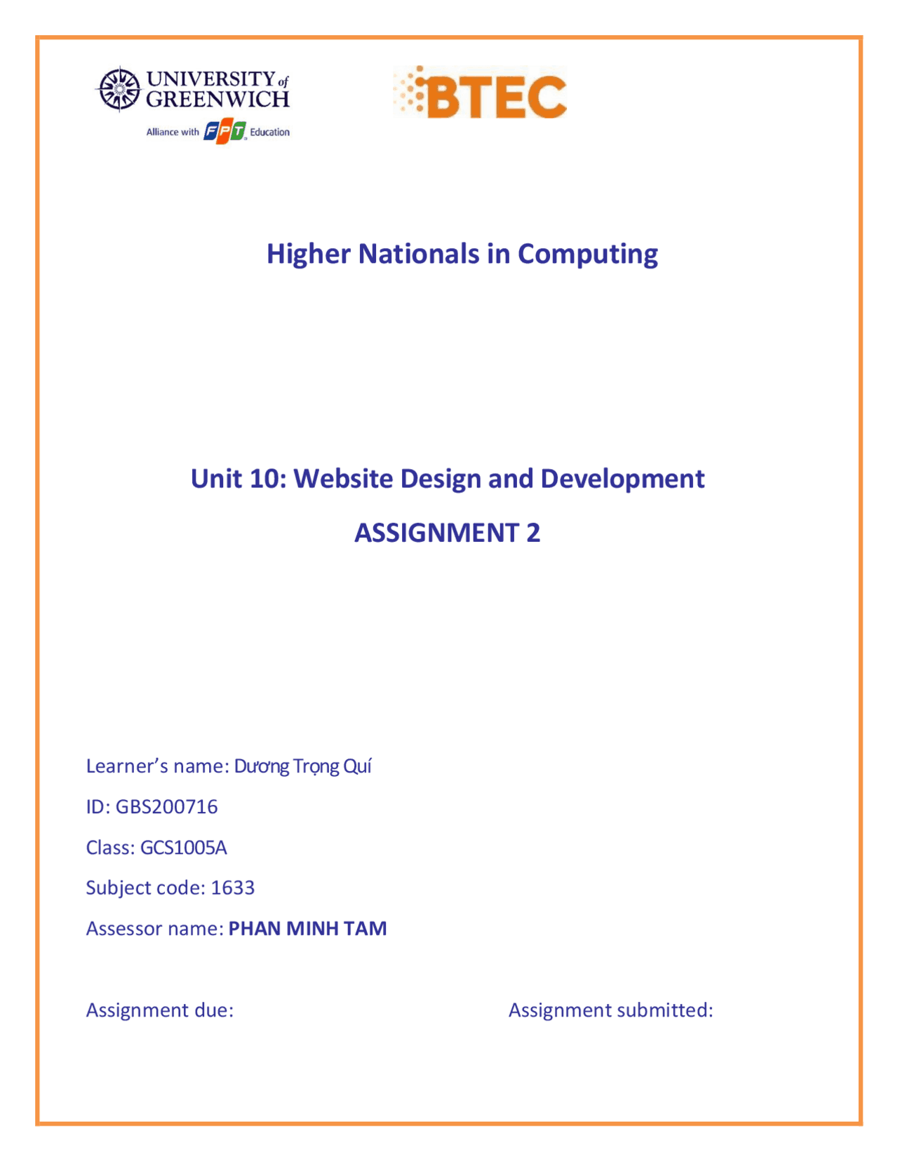1633 Website Design And Development Assignments Information Technology
