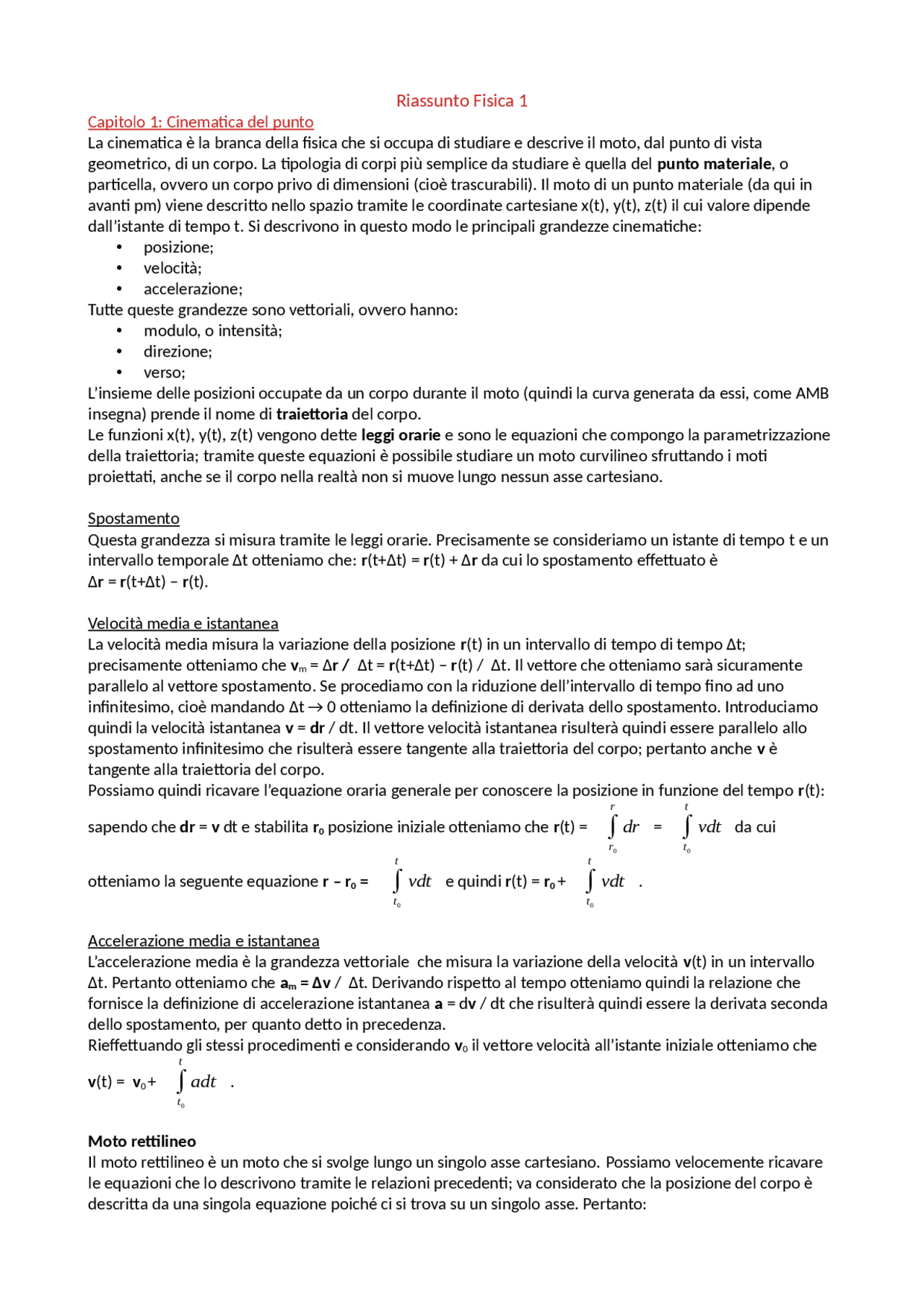 Riassunto dei principali argomenti di fisica 1 | Dispense di Fisica ...