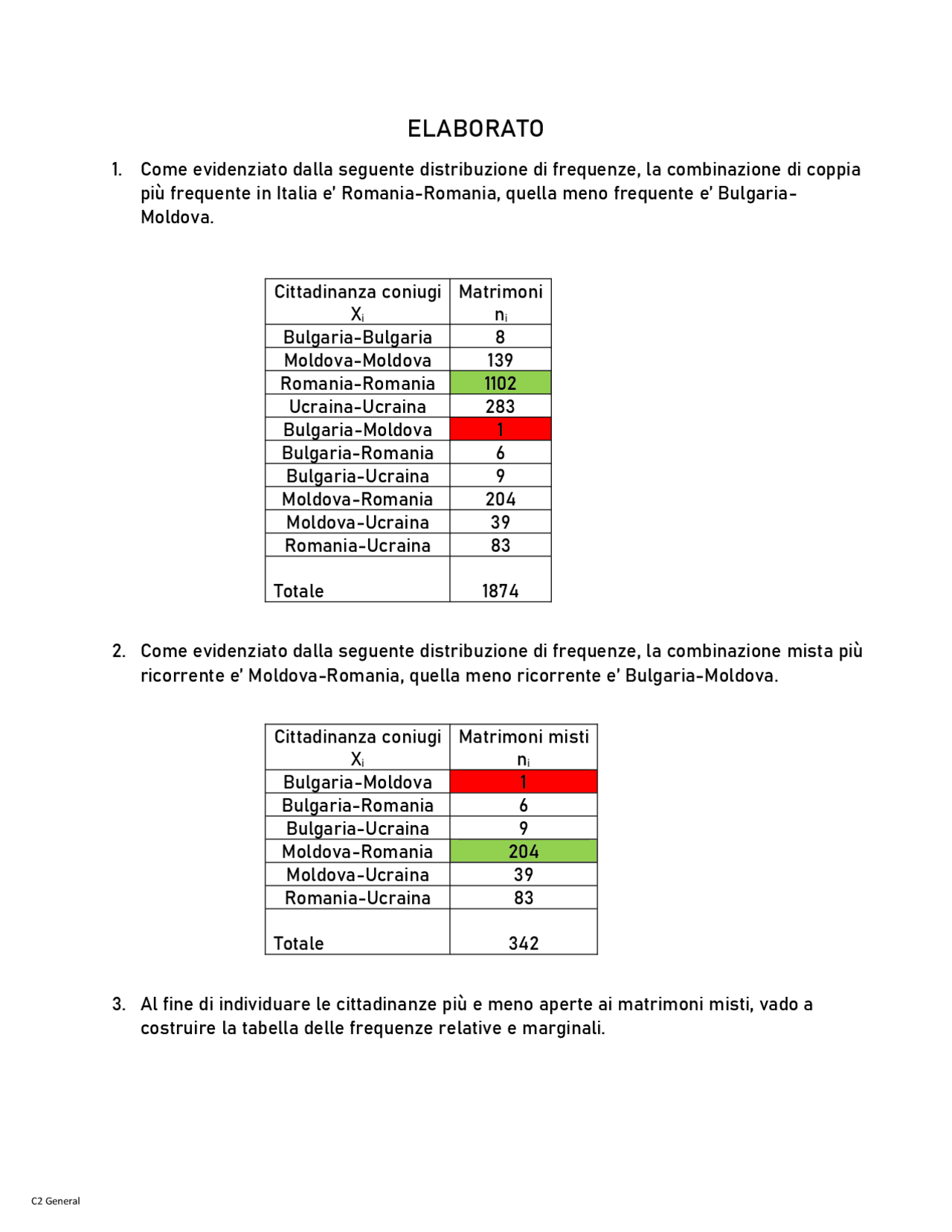 Elaborato Statitistica Di Base Esercizi Di Statistica Docsity