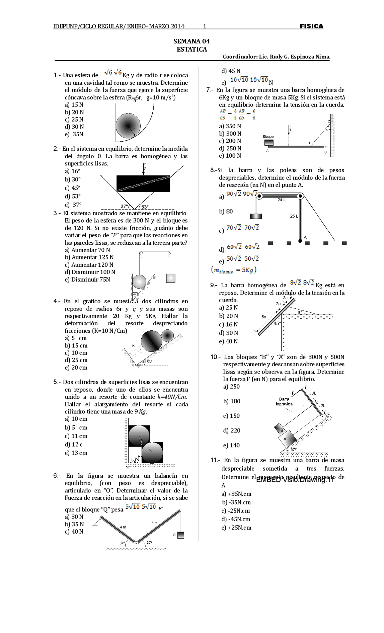Ejercicios De Estática Ejercicios De Física Docsity