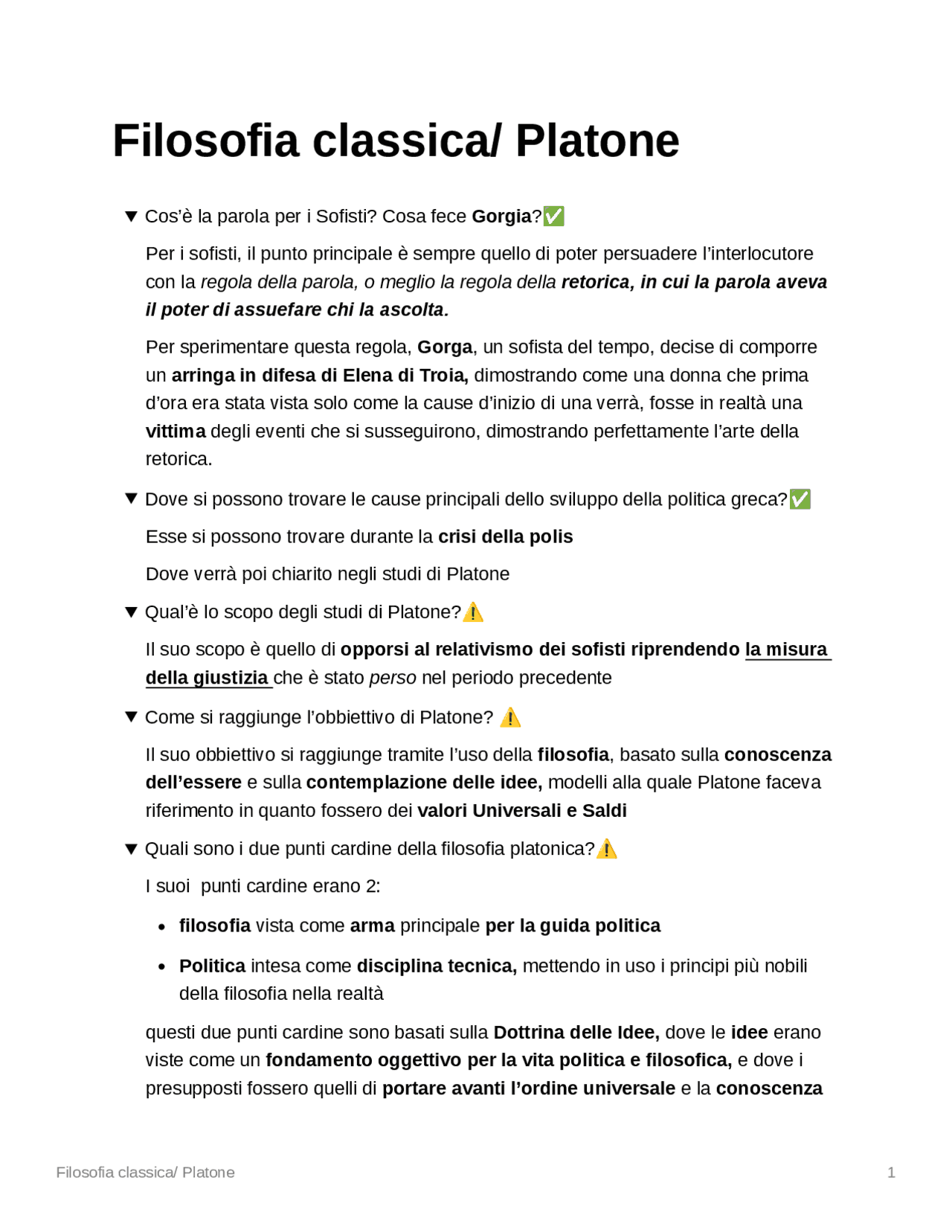 Sintesi della filosofia classica platonica | Schemi e mappe concettuali ...