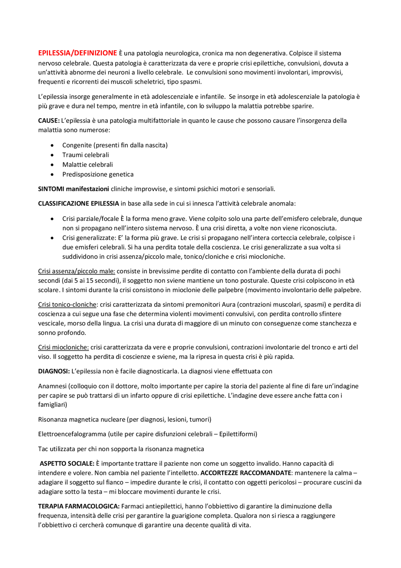 EPILESSIA - DEFINIZIONE - CLASSIFICAZIONE - SINTOMI - CAUSE - DIAGNOSI ...