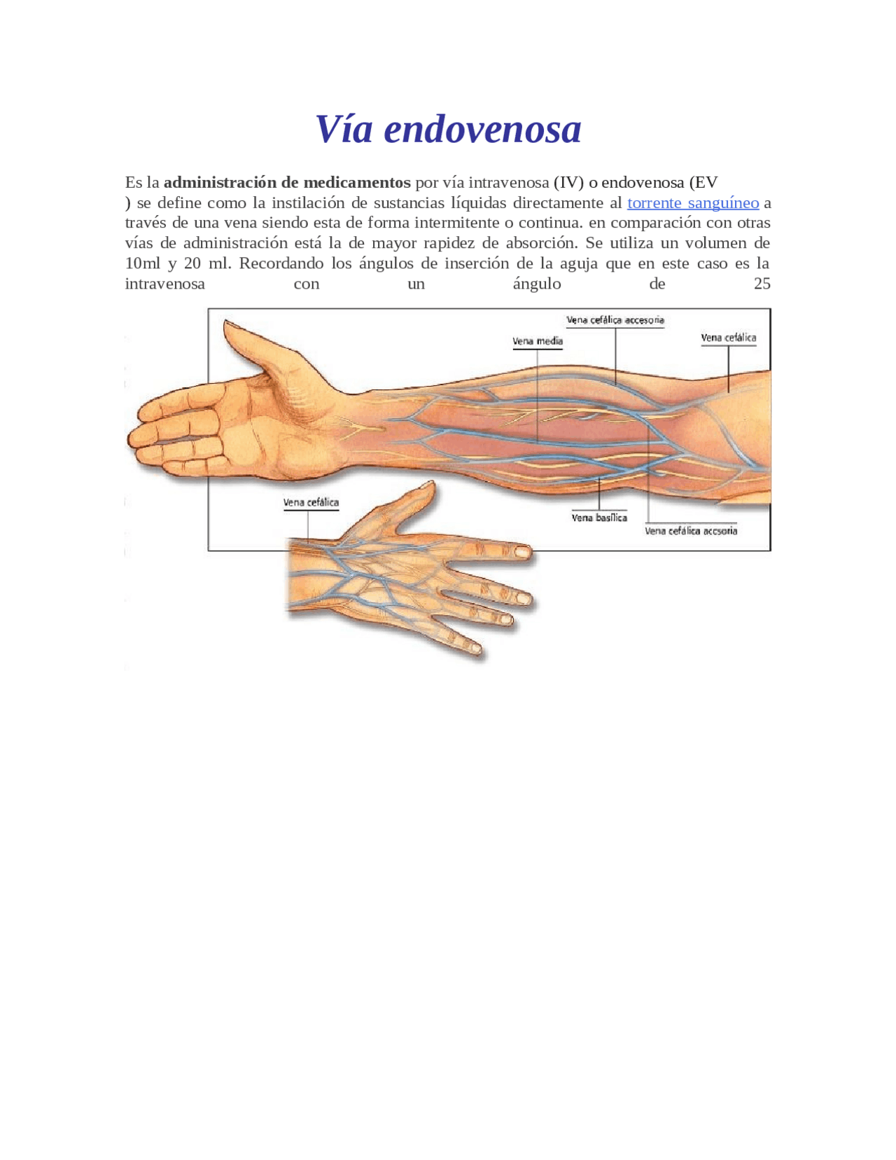 Es la administración de medicamentos por vía intravenosa (IV) o ...