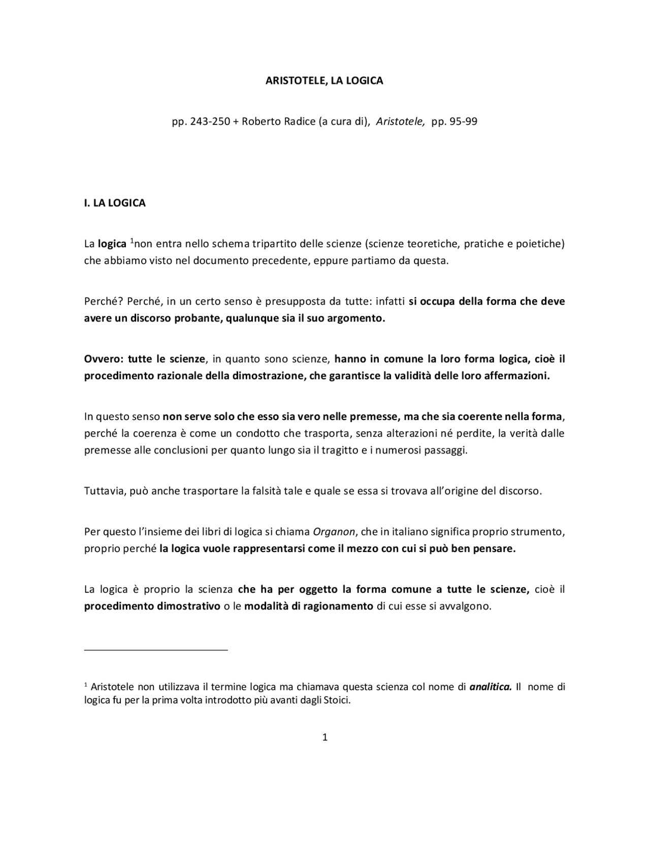 Aristotele La Logica Schemi E Mappe Concettuali Di Filosofia Docsity