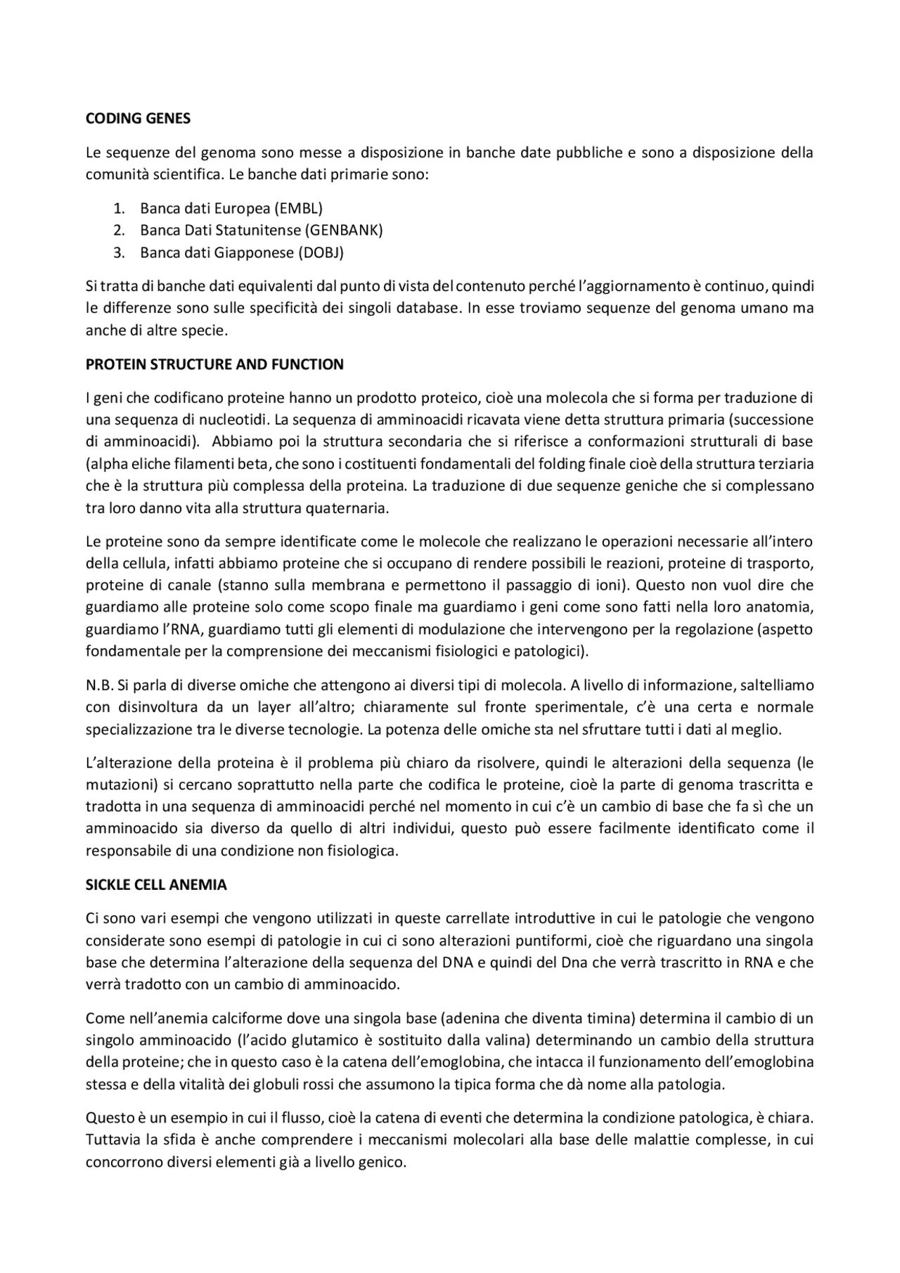 Appunti Delle Lezioni Appunti Di Bioinformatica Docsity