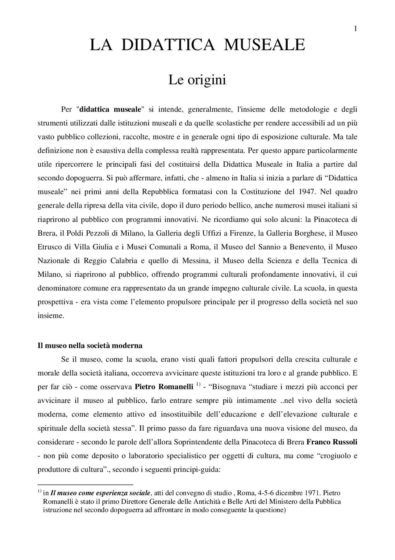 Didattica museale e le sue origini | Schemi e mappe concettuali di ...