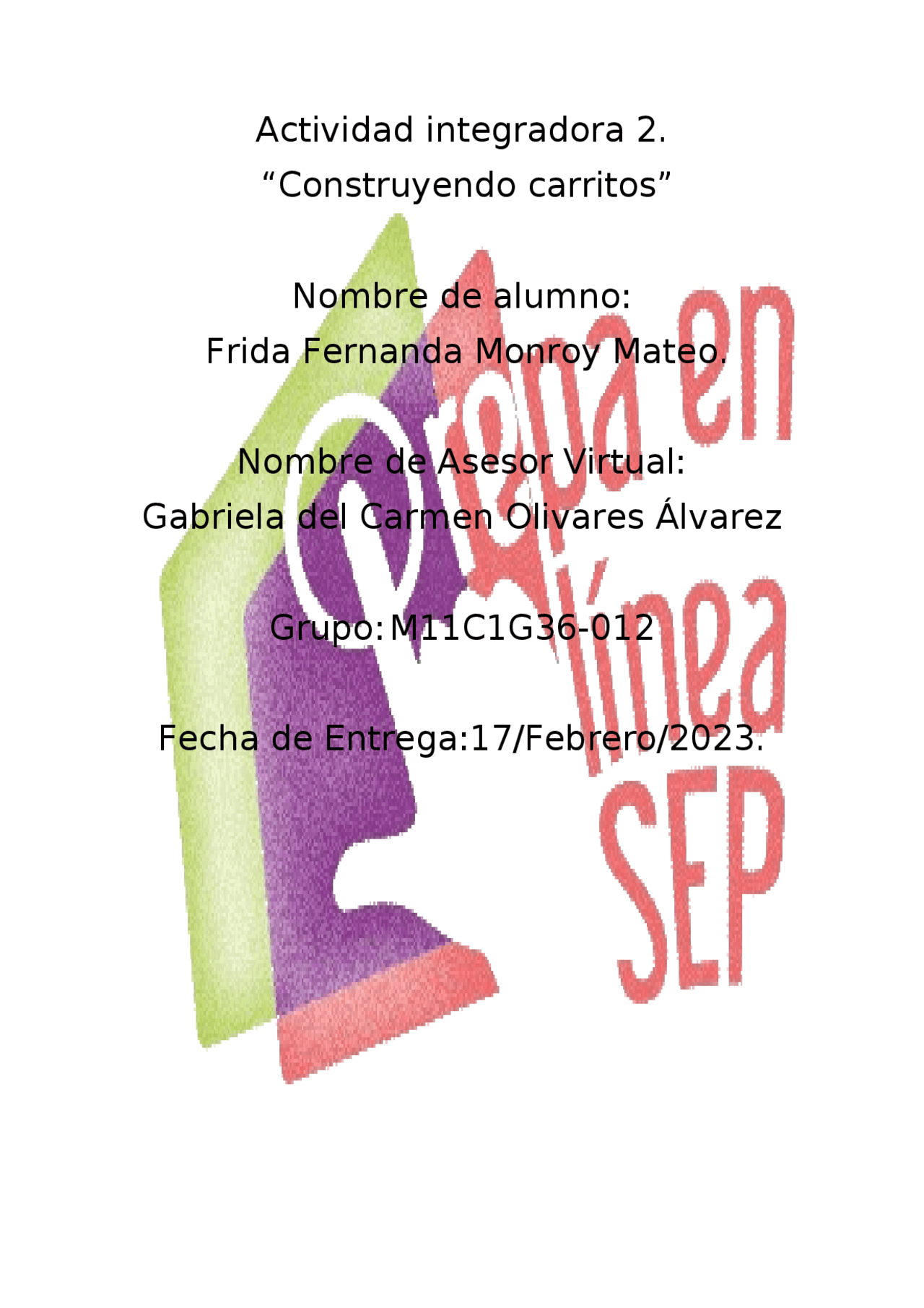 Actividad Integradora 2. Actividad Integradora 2.