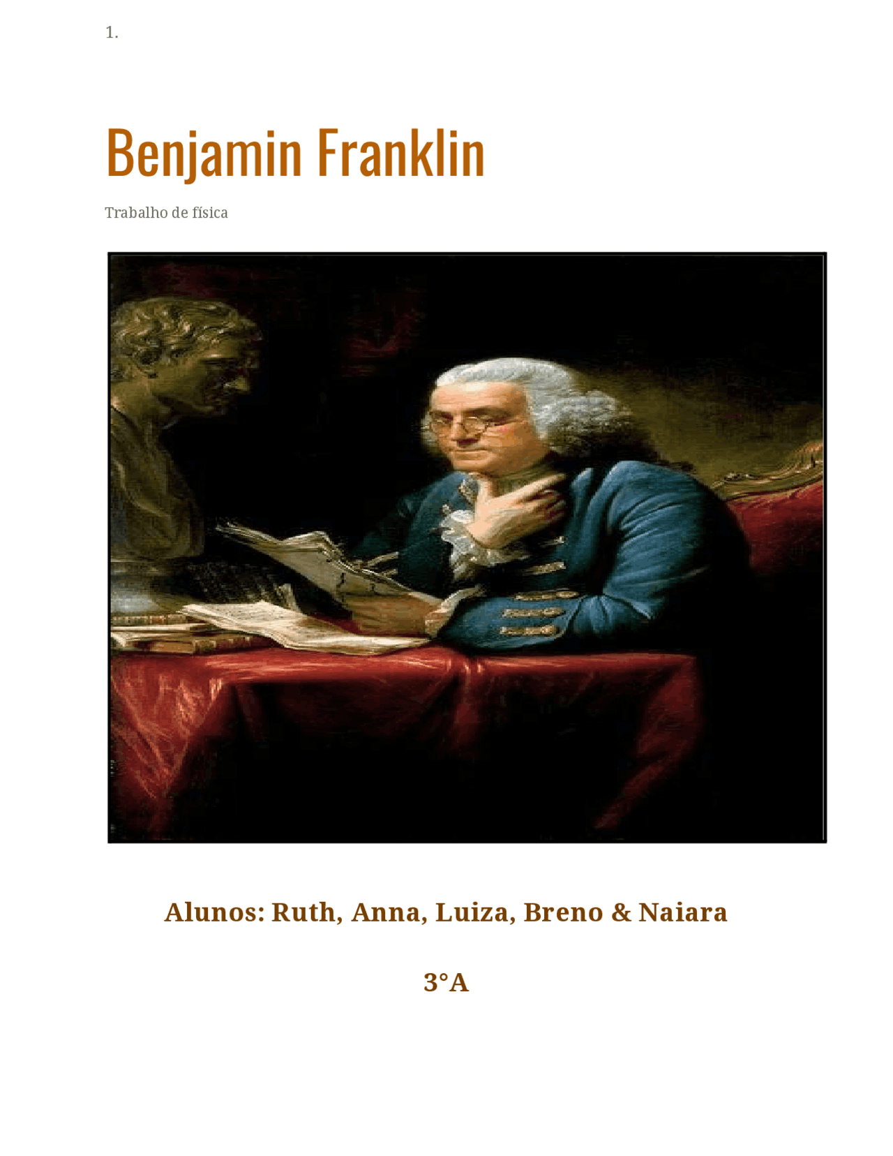 Biografia de Benjamin Franklin | Resumos Sociologia | Docsity