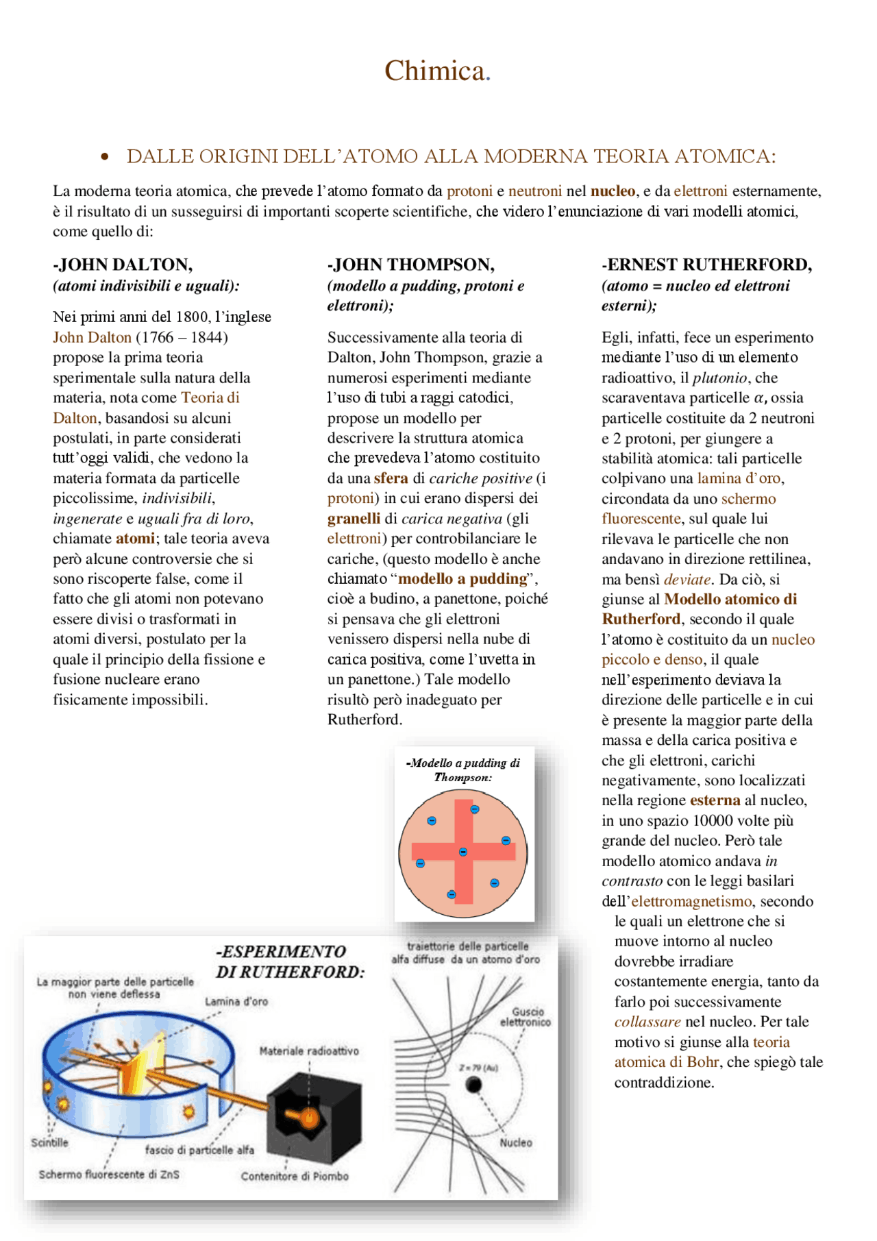 Le teorie atomiche, l'atomo di Bohr, la duplice natura della luce e i ...