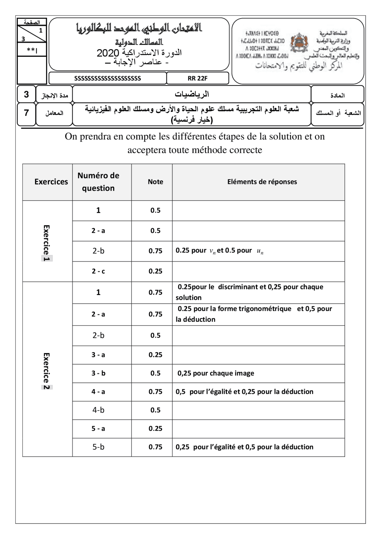 Examen 2bac National Mathematique Exams Mathematics Docsity