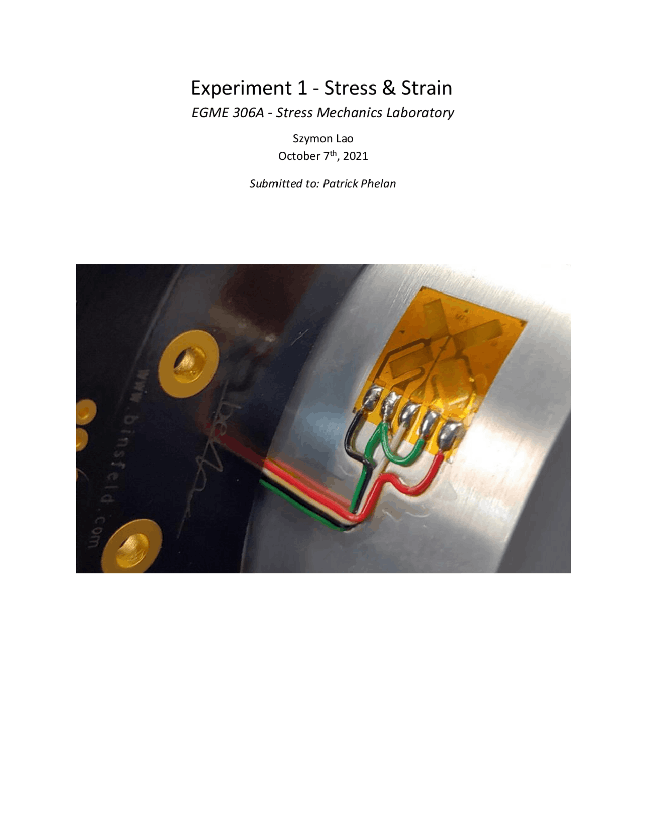 Solid Mechanic Lab 2 | Essays (university) Mechanical Engineering | Docsity