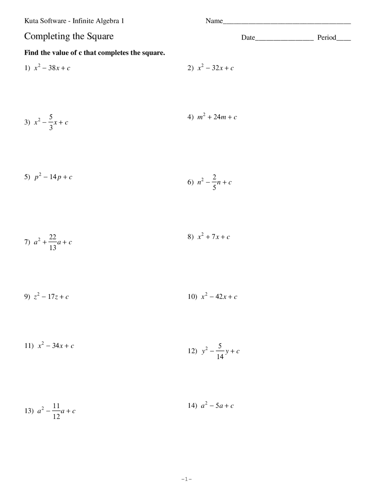 Quadratic Formula Practice | Quizzes Mathematics | Docsity