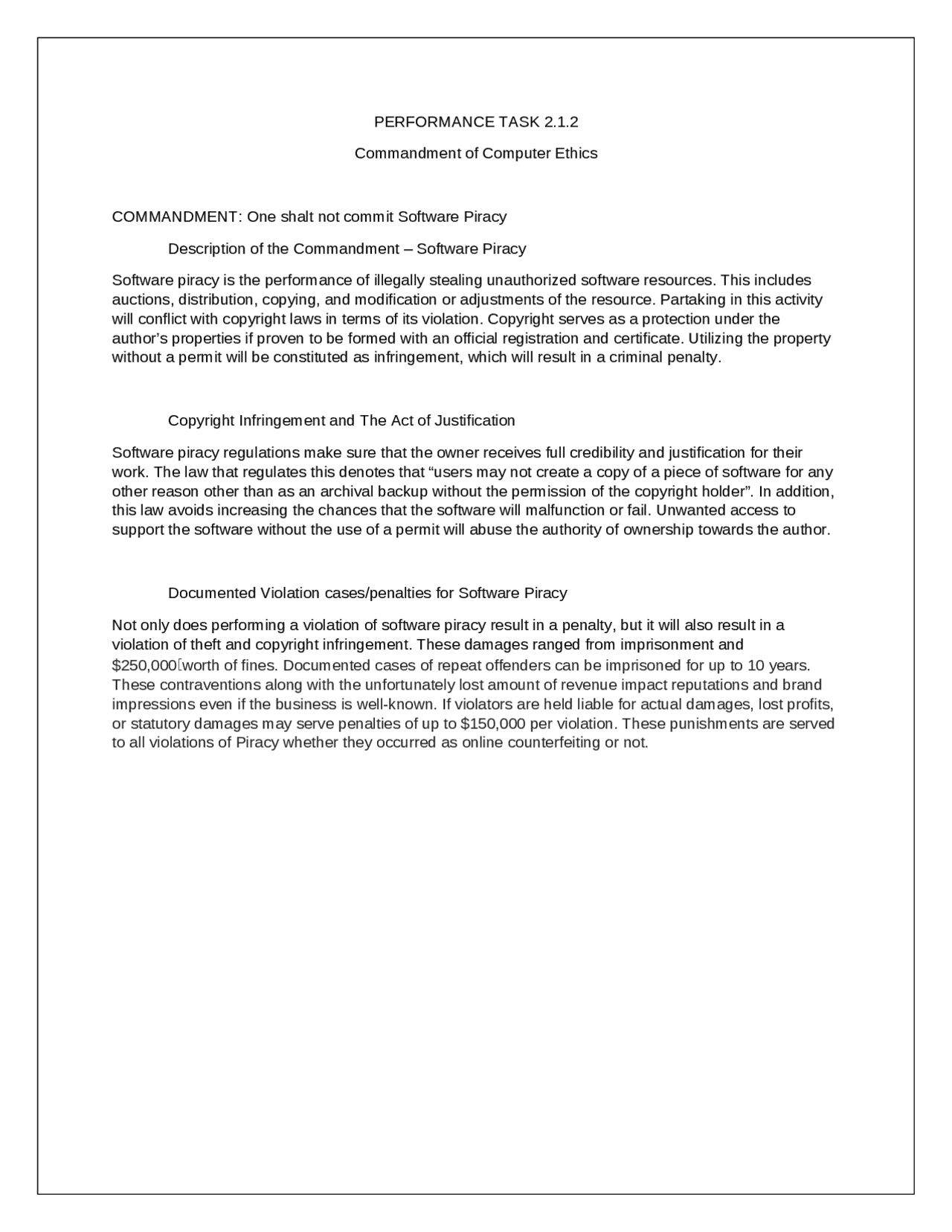 Example of Software Piracy (primary discussion) | Essays (high school ...