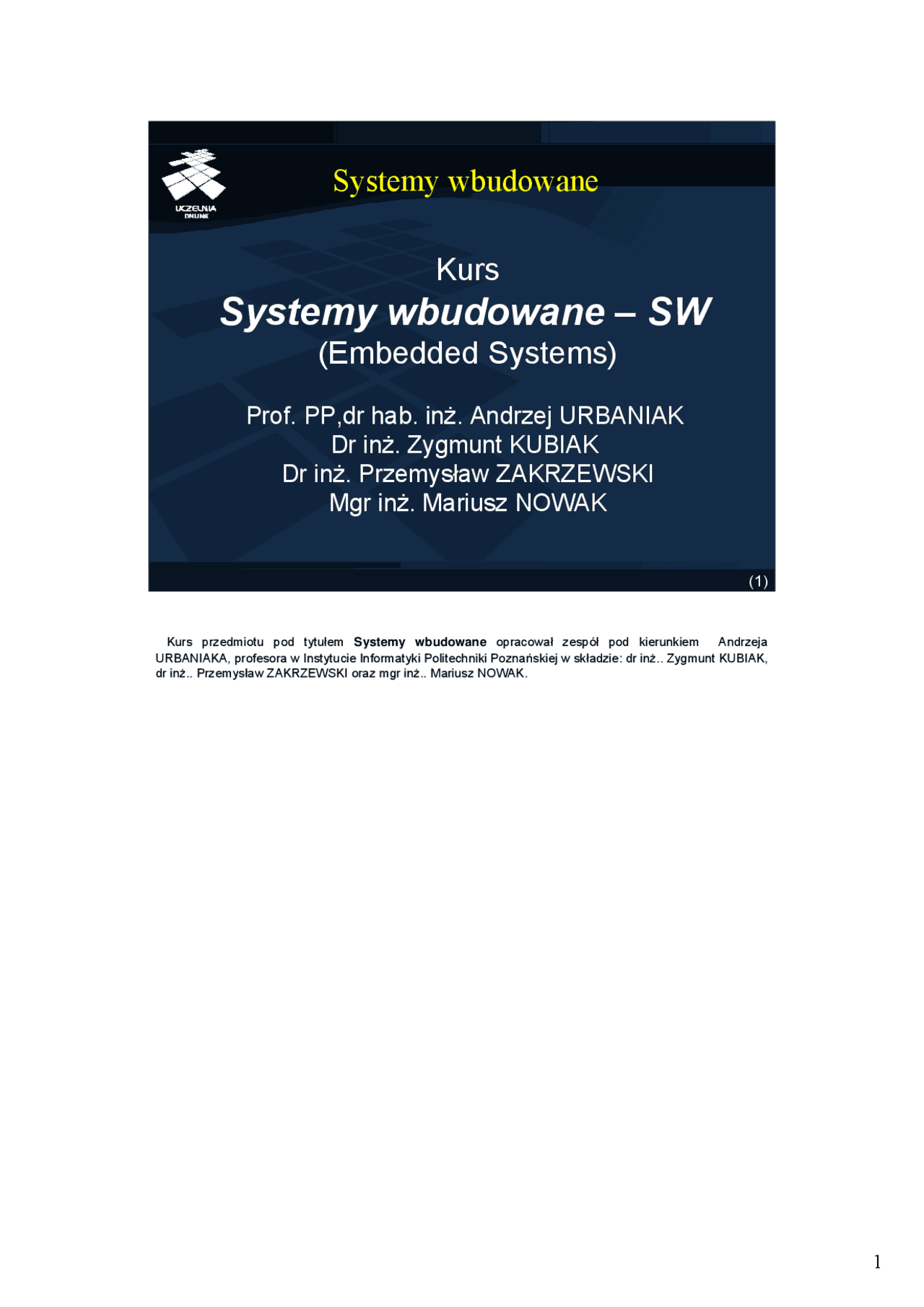 Systemy wbudowane – SW | Egzaminy Automatyka | Docsity