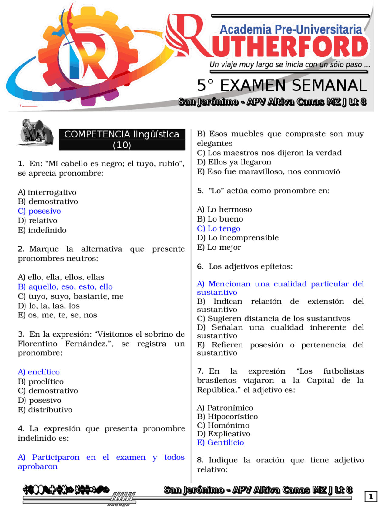 EXAMENES PRE UNIVERSITARIOS UNSAAC | Ejercicios de Matemáticas | Docsity