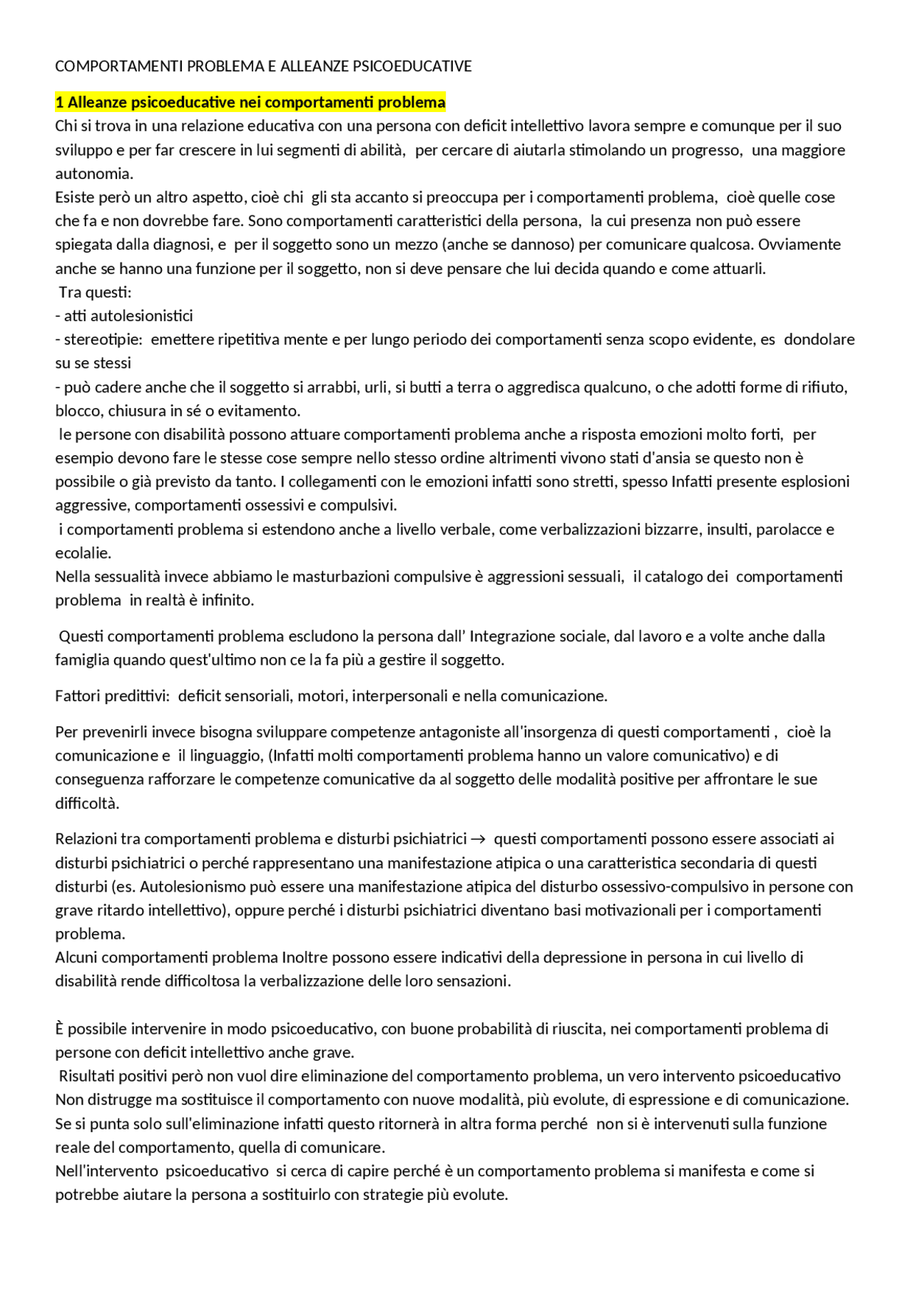Riassunto Libro Comportamenti Problema E Alleanze Psicoeducative