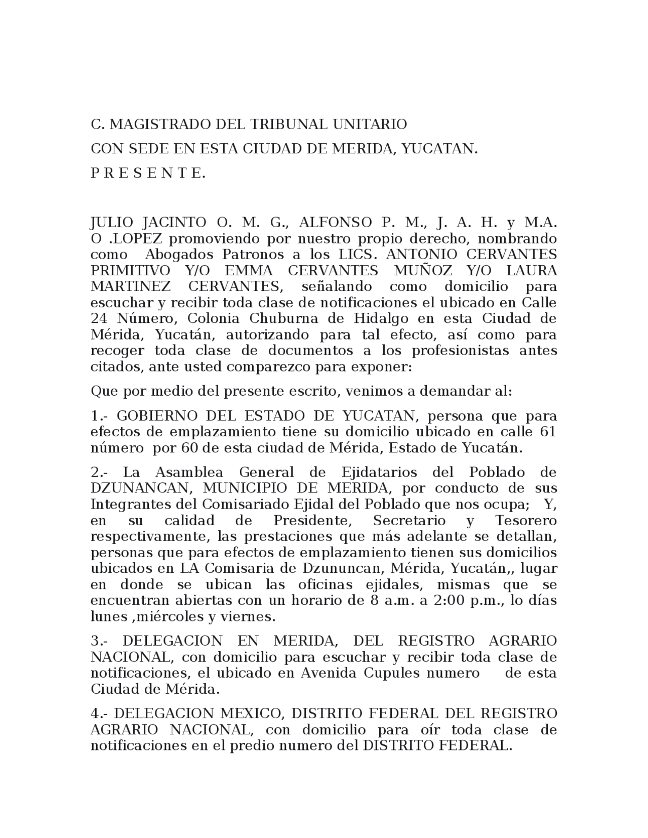 EJEMPLO DE UNA DEMANDA AGRARIA | Ejercicios de Derecho | Docsity