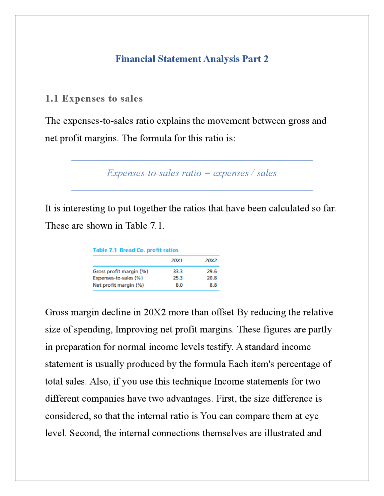 Financial Statement Analysis Part 2 | Study notes Accounting | Docsity