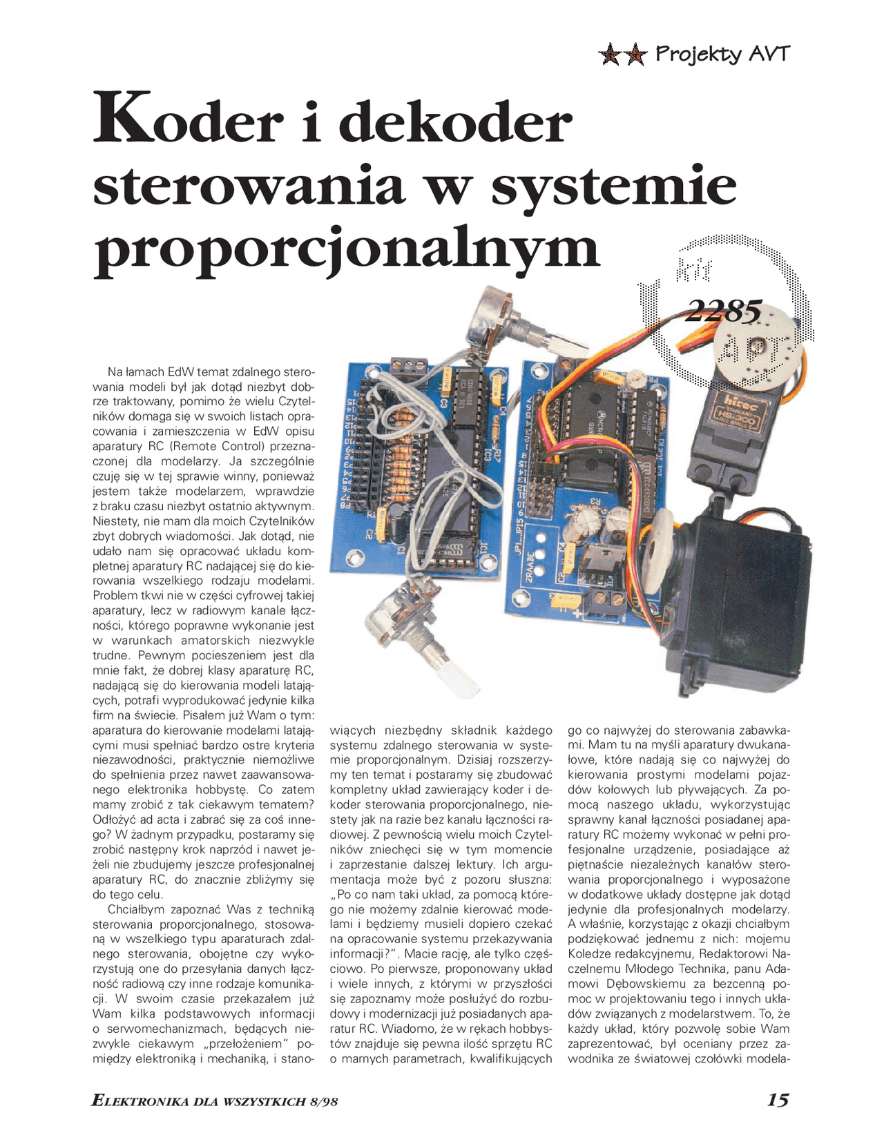 Koder i dekoder sterowania w systemie proporcjonalnym | Prezentacje Elektronika | Docsity