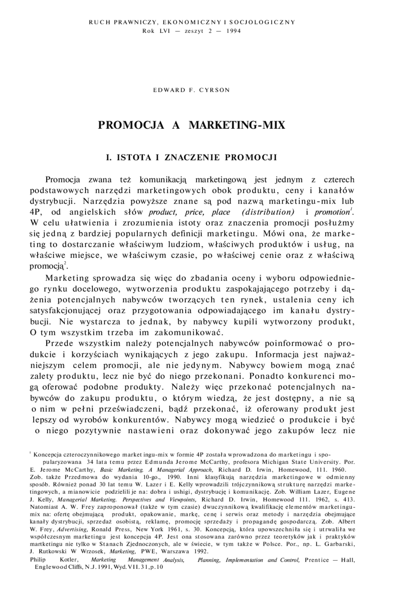 PROMOCJA A MARKETING-MIX | Ćwiczenia Historia | Docsity