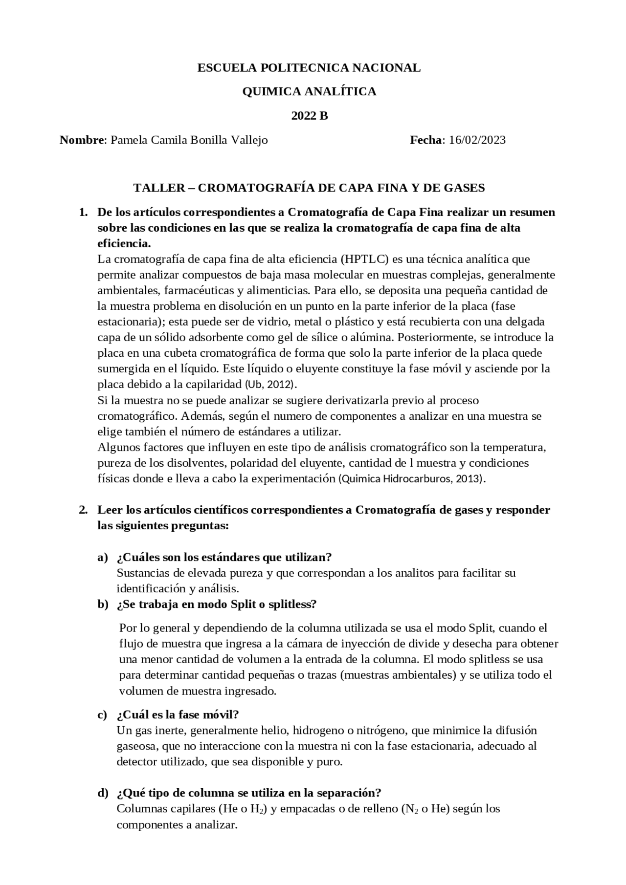 Tipos De Cromatografía Apuntes De Química Docsity