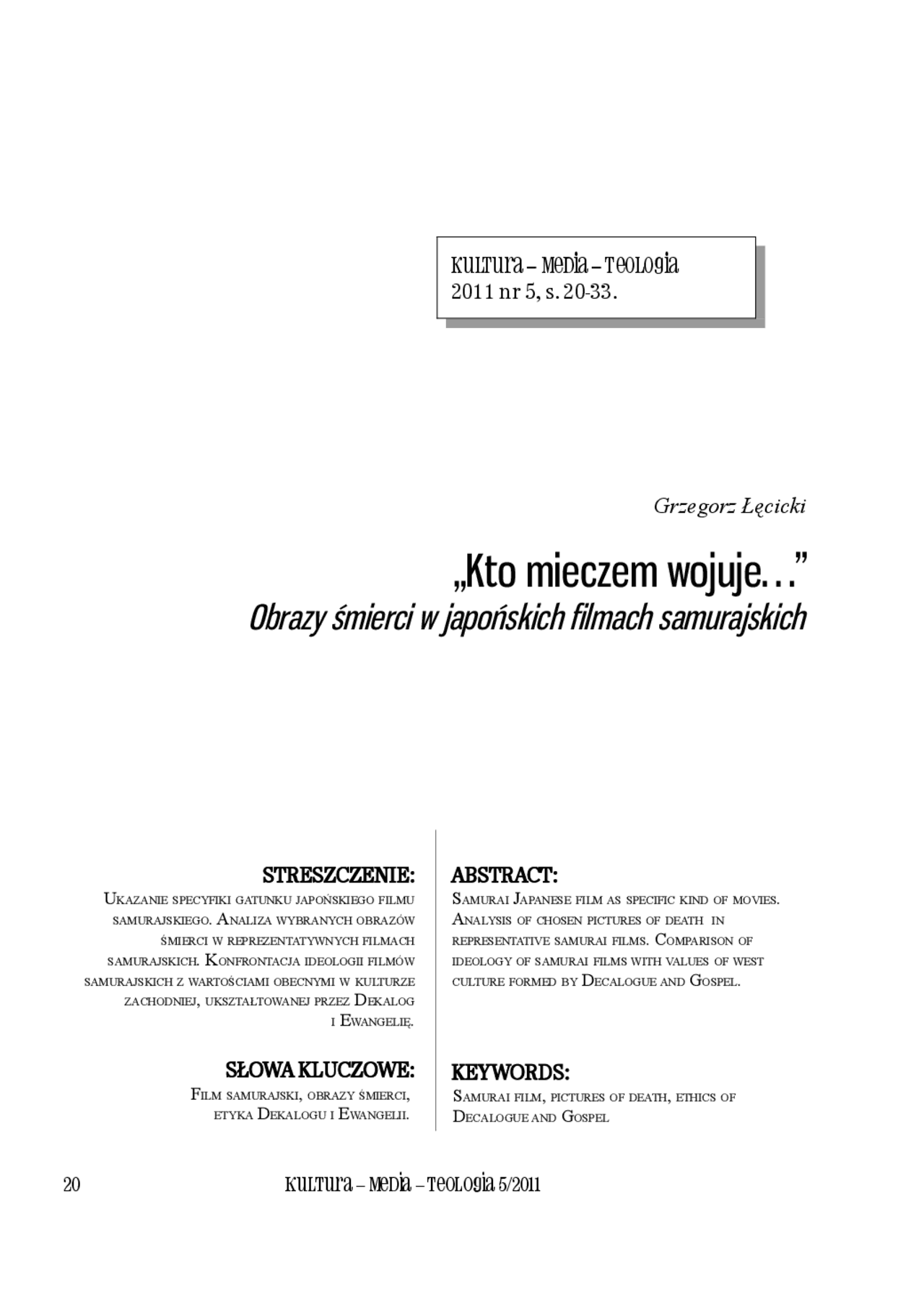 „Kto mieczem wojuje…” - Kultura - Media | Publikacje Historia | Docsity